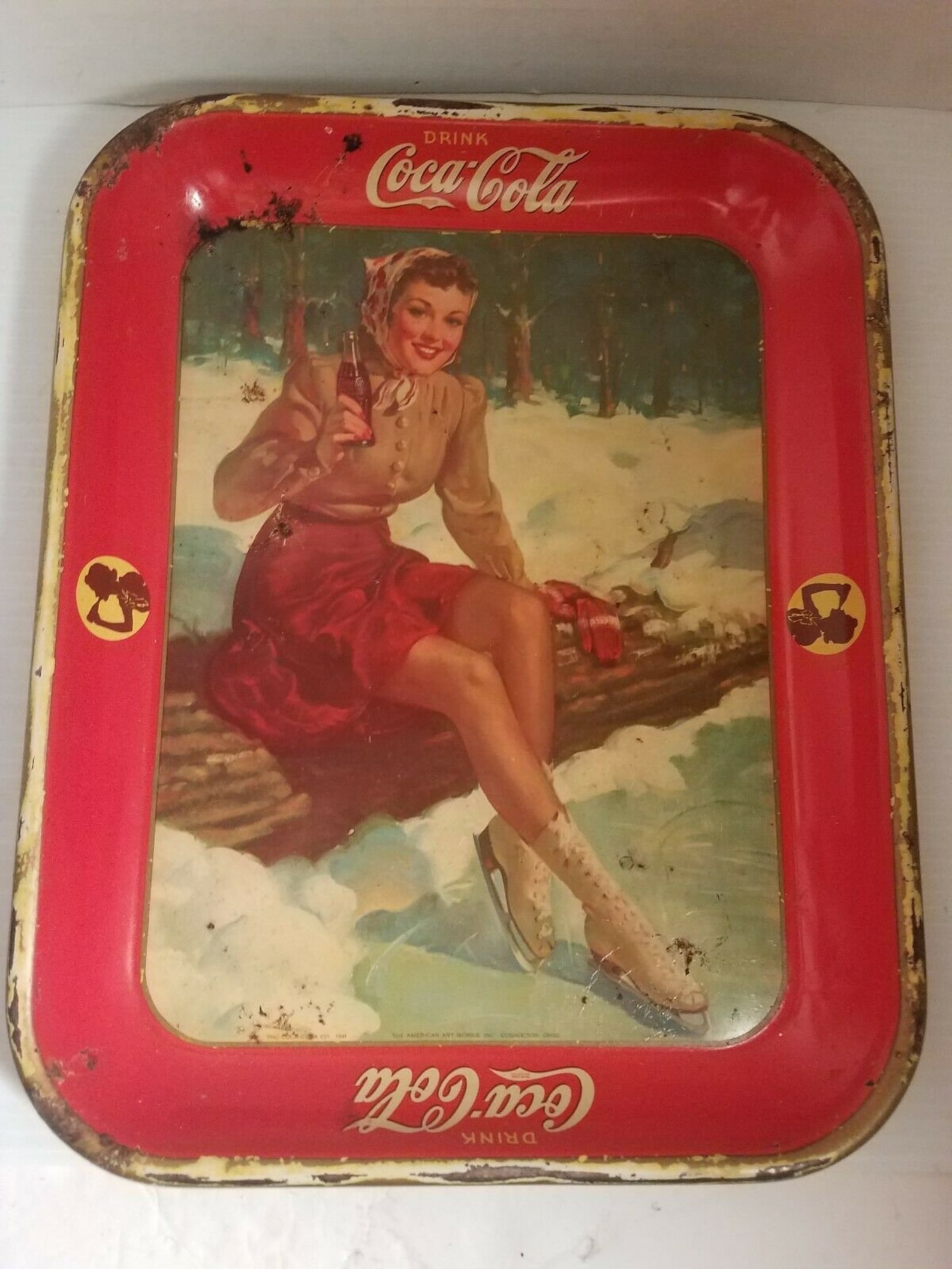 VINTAGE COCA COLA Tray 1941 Coke Tray Girl Skater American Art - Etsy