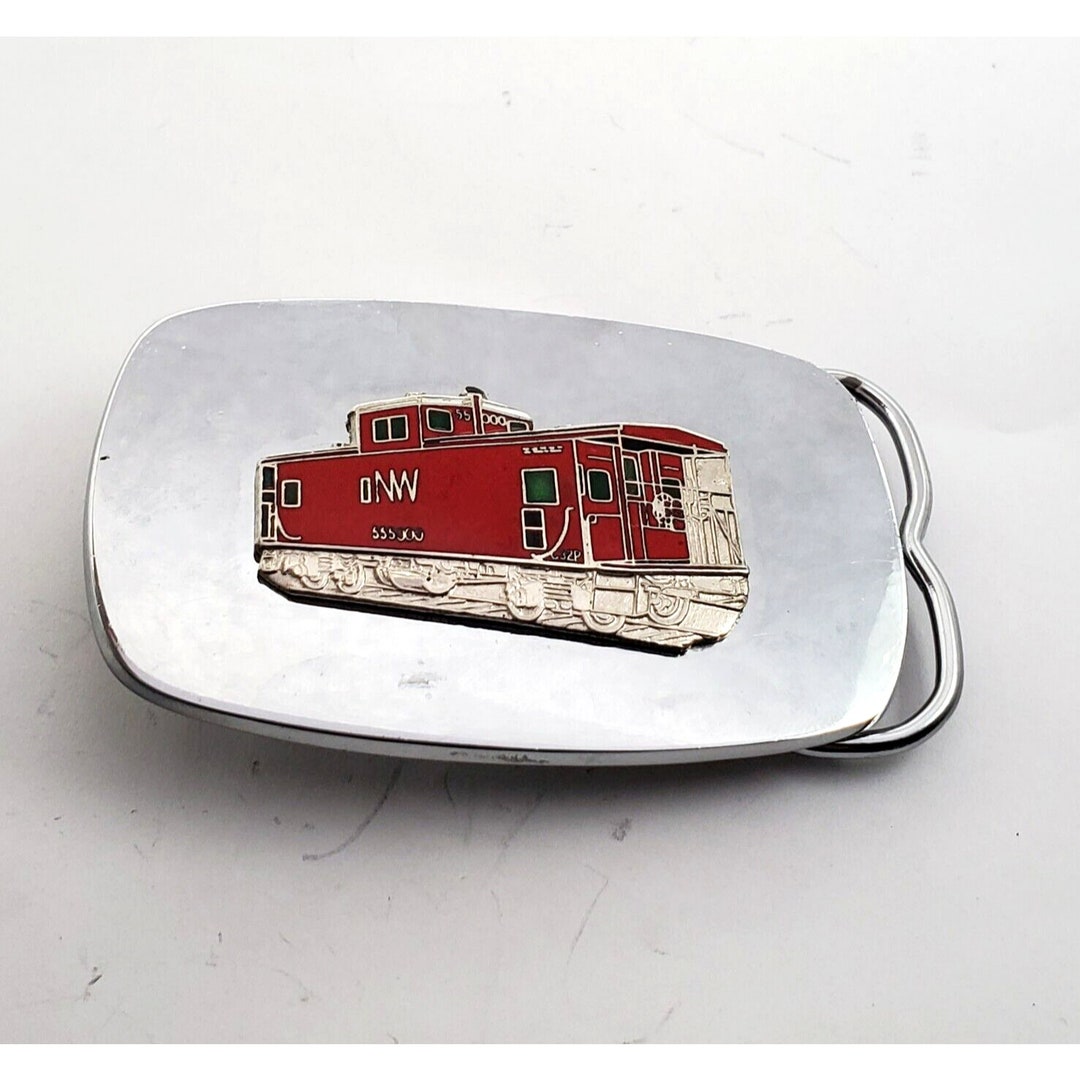 VINTAGE TRAIN CABOOSE N.W. Belt Buckle Brass Signed Aminco Collectible ...