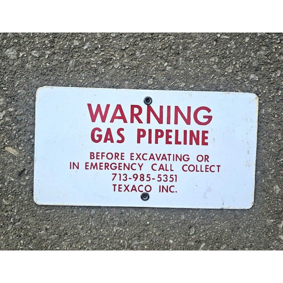 ANTIQUE PORCELAIN TEXACO Sign Warning Gas Pipeline Collectible ...