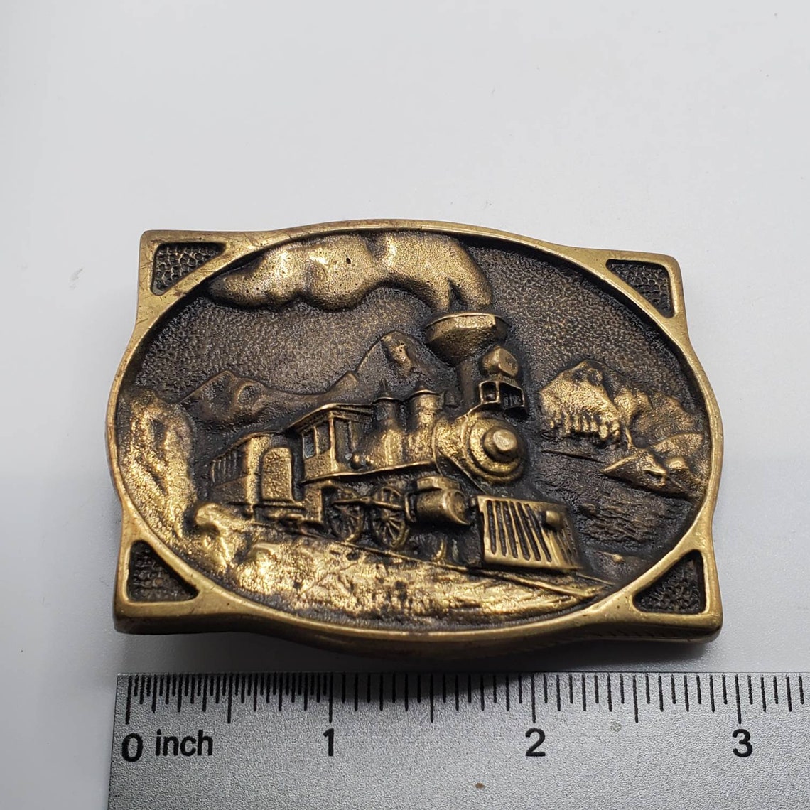 VINTAGE TRAIN BELT Buckle Brass 3D Railroad Locomotive Signed - Etsy