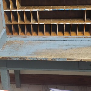 ANTIQUE WOOD MAIL Postal Sorting Desk Industrial Furniture Maple Oak ...
