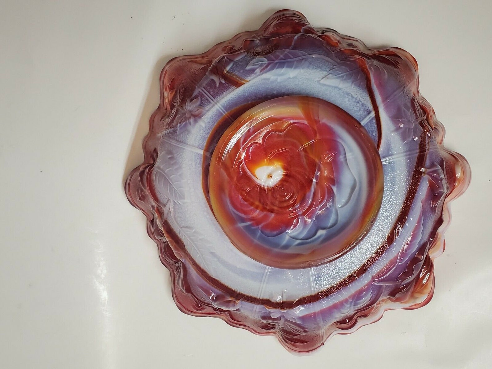 VINTAGE IMPERIAL GLASS Bowl Red Slag Glass Footed Candy Dish | Etsy