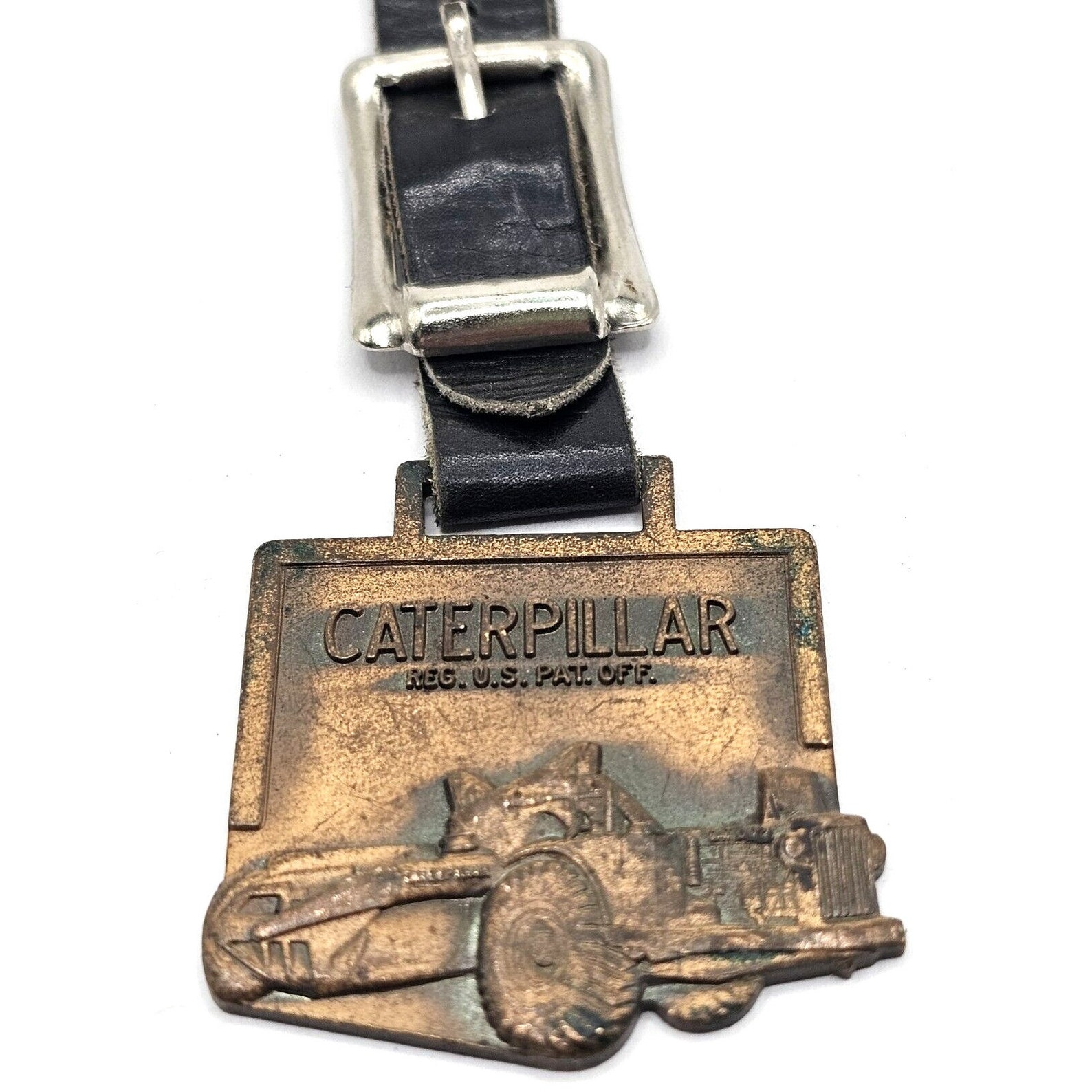 ANTIQUE CATERPILLAR POCKET Watch Fob C.A.T. Keychain Earthmoving ...