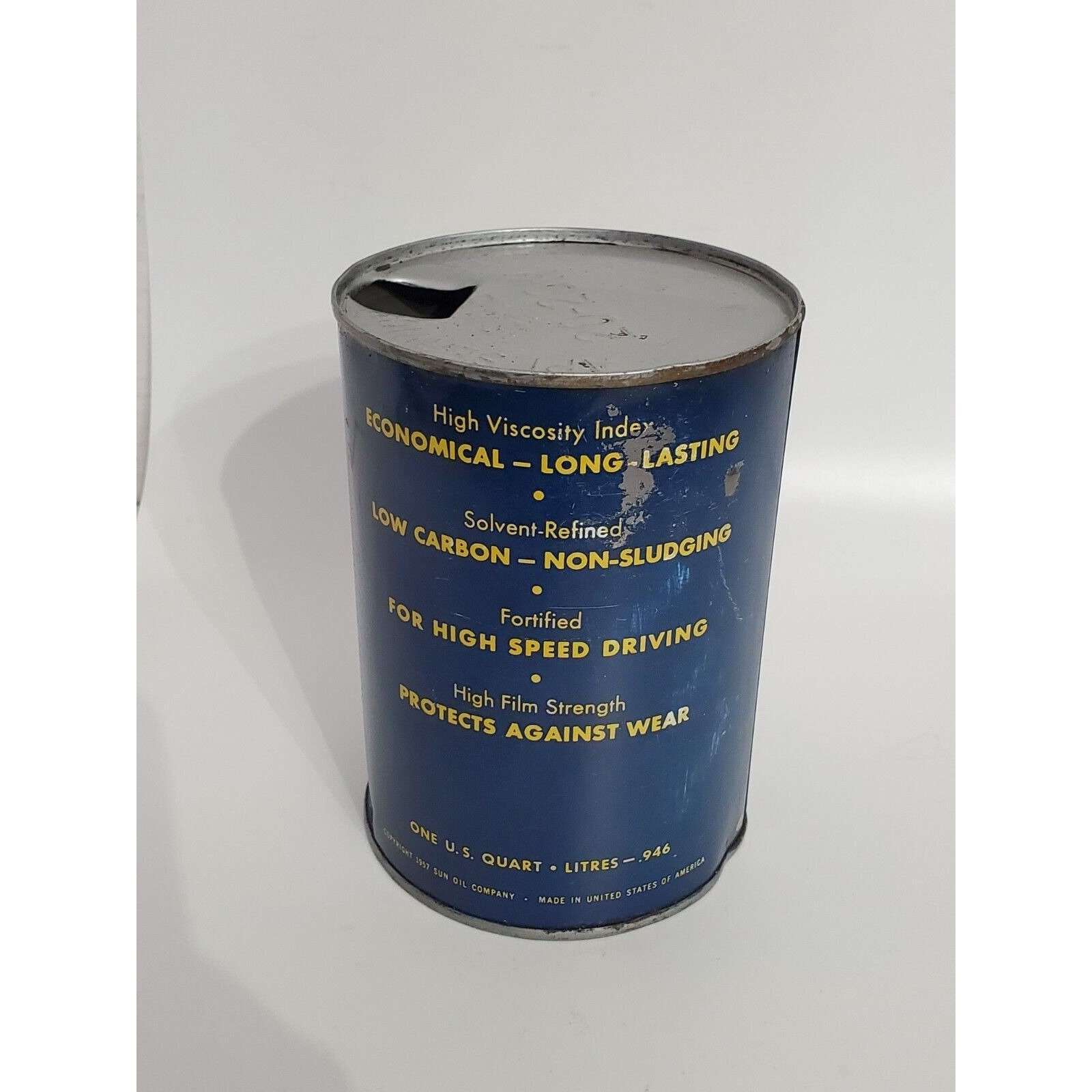 ANTIQUE SUNOCO MOTOR Oil Quart Can Sun Oil Co Gas & Oil Collectible ...