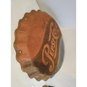 ANTIQUE PEPSI-COLA Bottle Cap Sign Large Metal Advertising Sign 19 ...