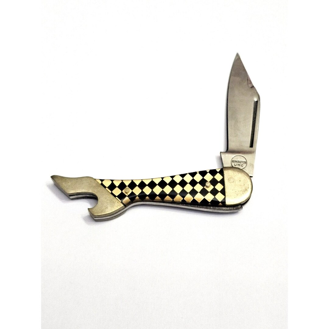 RARE REMINGTON UMC Ladies Leg Pocket Knife Checker Board Bottle Opener ...
