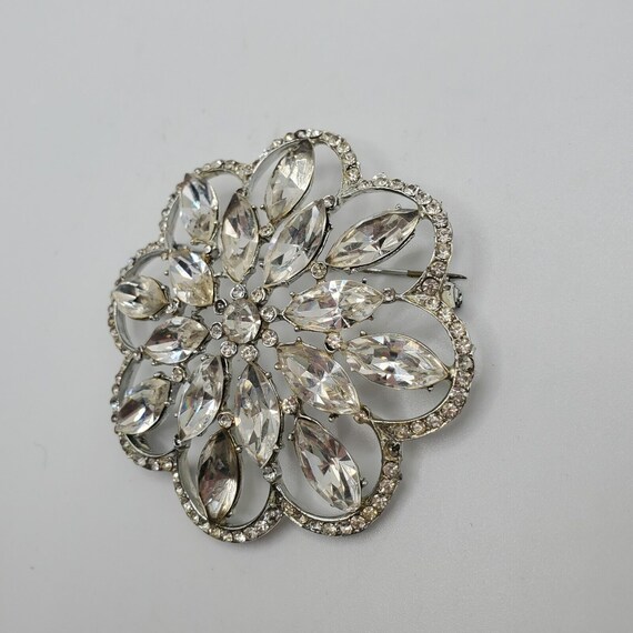 VINTAGE CLEAR IRIDESCENT Brooch Rhinestones Pin Colle… - Gem