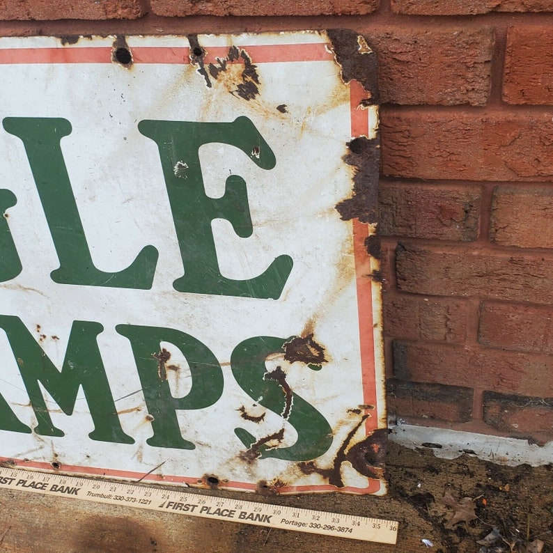 VINTAGE EAGLE STAMPS Porcelain Sign Double Sided Original - Etsy