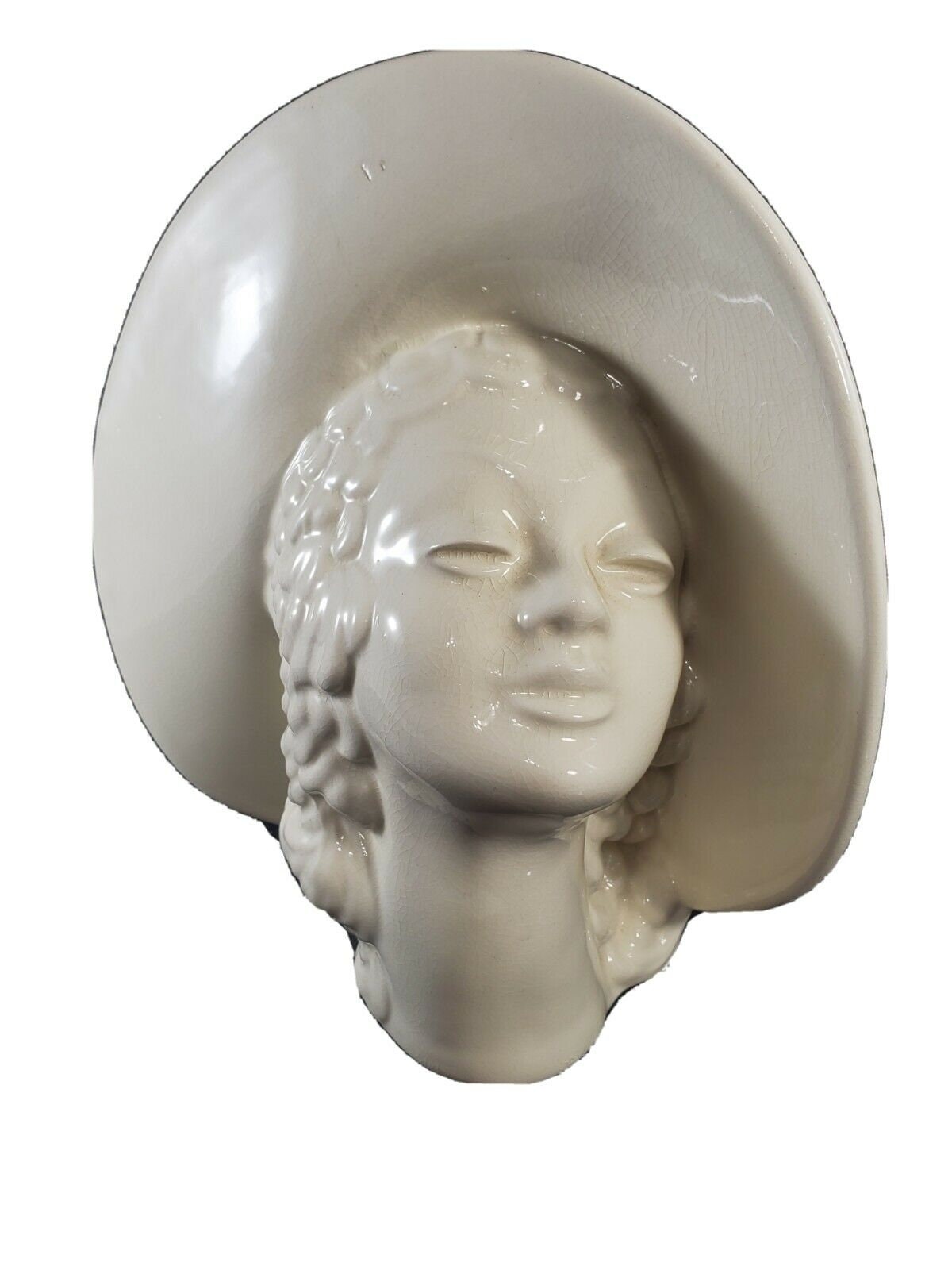 VINTAGE ART DECO Lady Head Vase Large Hat Woman Mid Century Modern ...