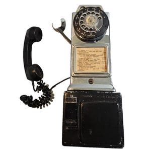 VINTAGE CHROME PAYPHONE Automatic Electric Co Rotary Dial Phone Booth ...
