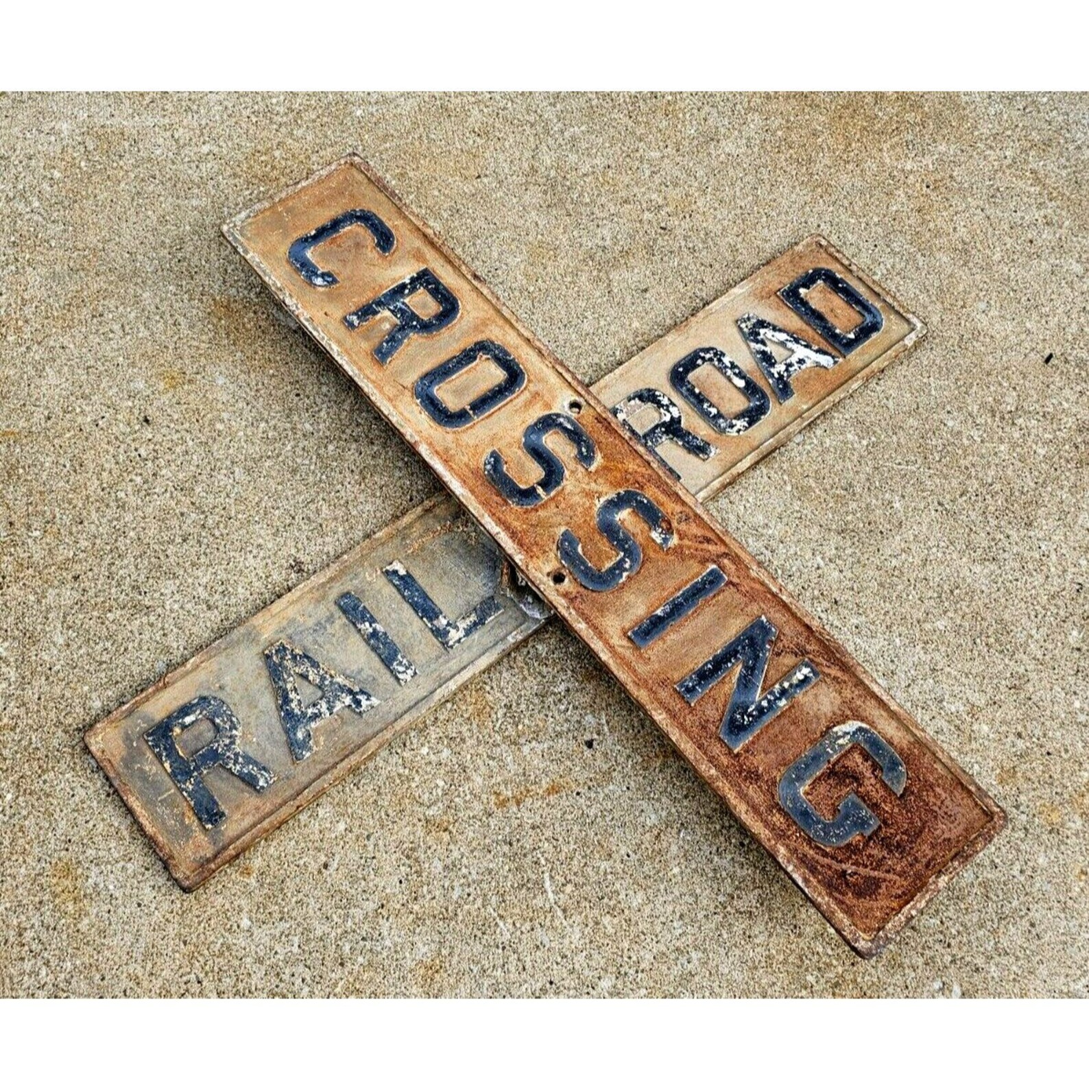 RARE CAST IRON Railroad Crossing Sign Double Sided Collectible - Etsy