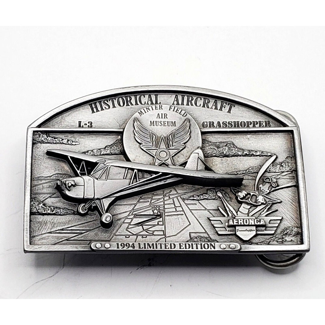 VINTAGE AIRPLANE BELT Buckle L-3 Limited Edition Minter Field Air ...