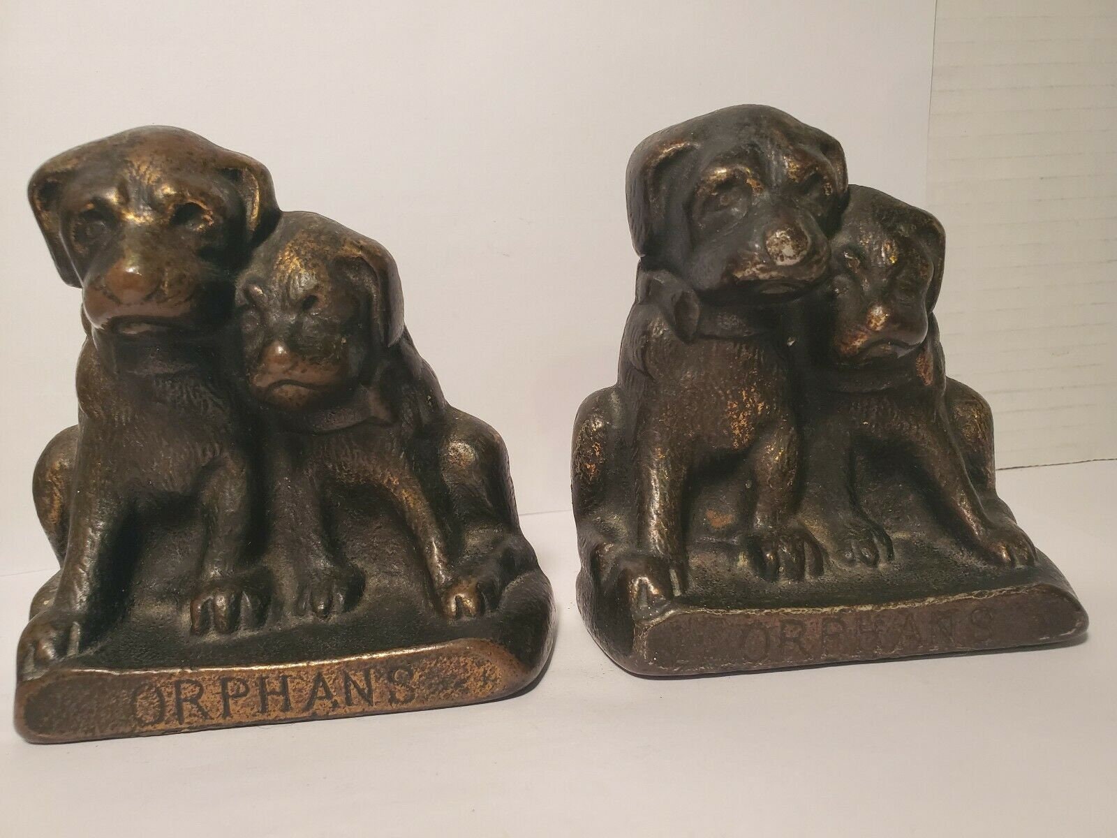 VINTAGE ORPHANS PUPPY Dog Bronze or Brass Bookends Hubley Style - Etsy