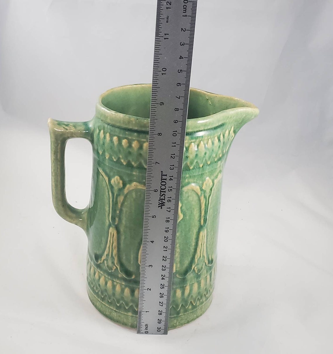 VINTAGE GREEN PITCHER Roseville Robinson Stoneware Pitcher - Etsy