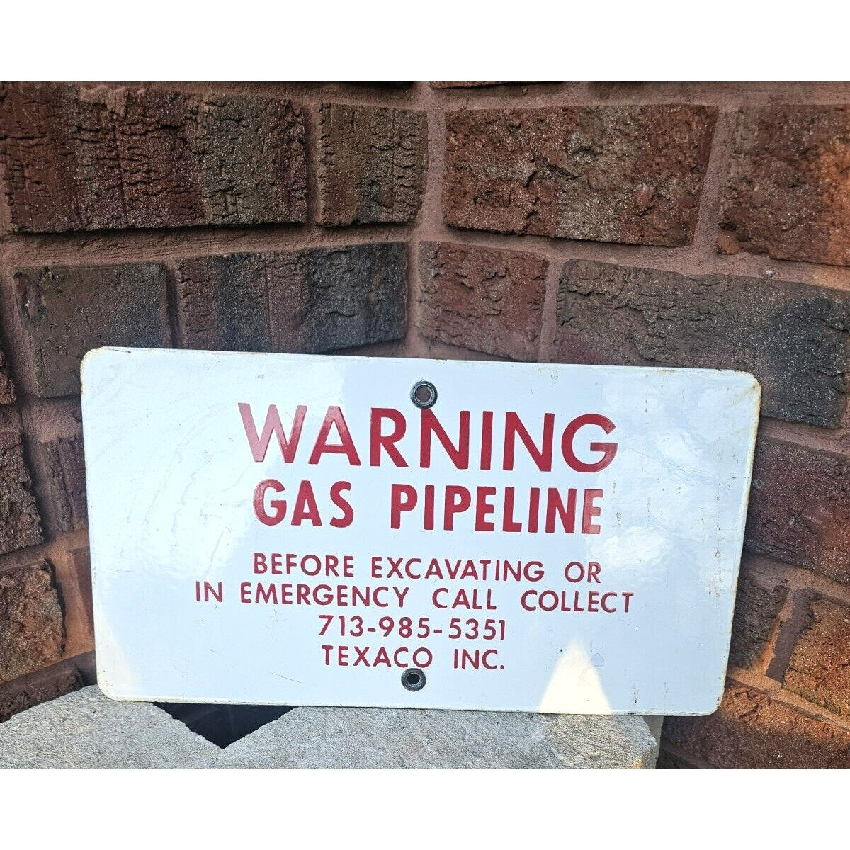 ANTIQUE PORCELAIN TEXACO Sign Warning Gas Pipeline Collectible ...