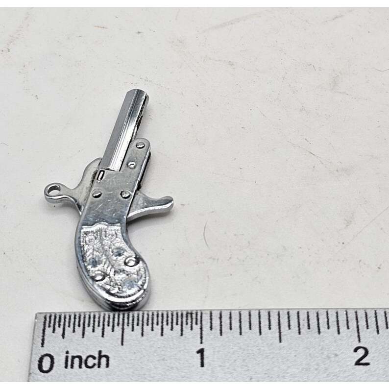 VINTAGE PISTOL CHARM Miniature 2mm Berloque Pinfire Toy Pistol Japan ...
