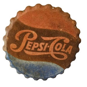 ANTIQUE PEPSI-COLA Bottle Cap Sign Large Metal Advertising Sign 19 ...