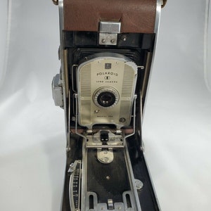 VINTAGE POLAROID LAND Camera Model 95A Flash Chrome Leather Case ...