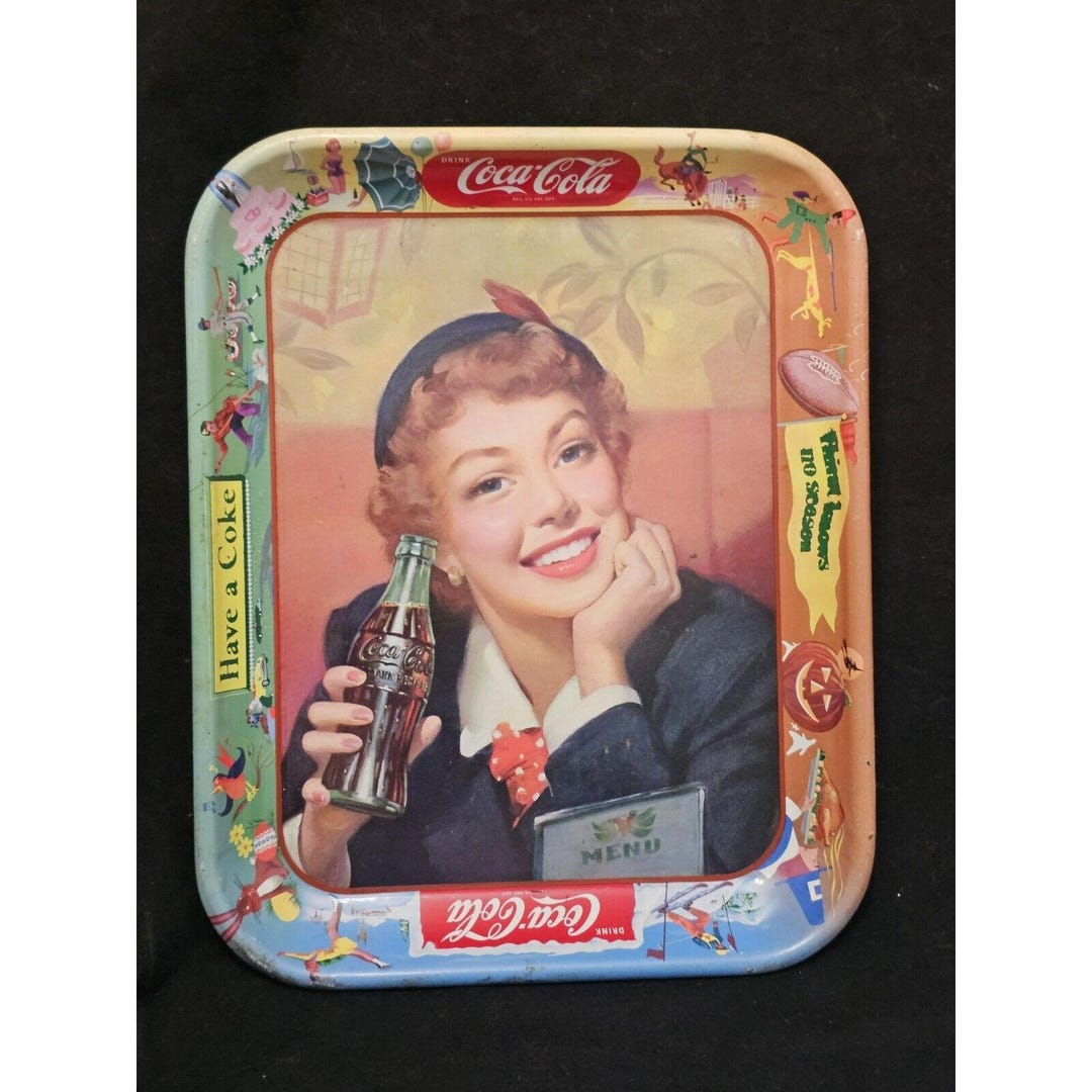 VINTAGE COCA COLA Girl Serving Tray Thirst Knows No Season Have A Coke ...