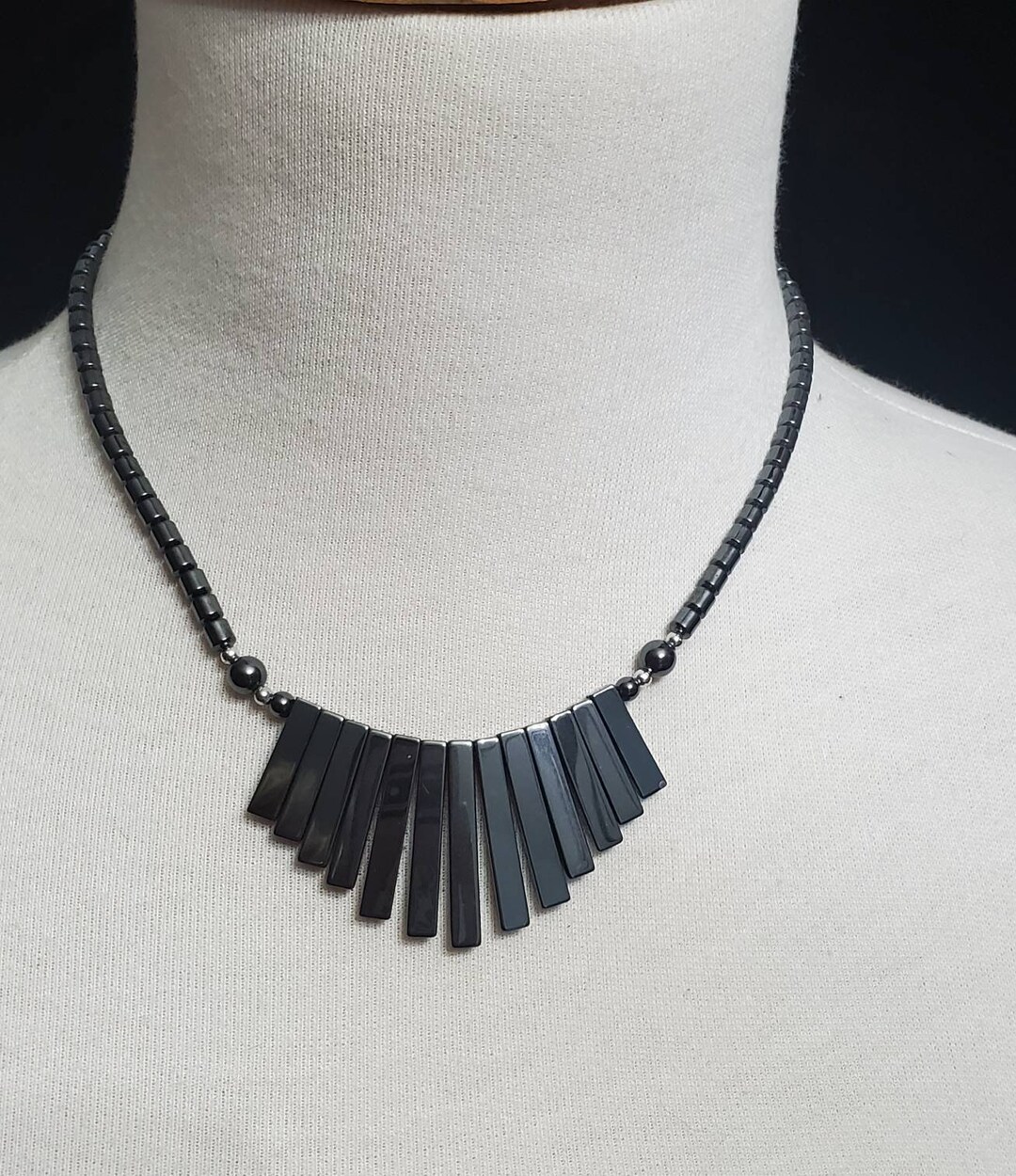 VINTAGE HEMATITE NECKLACE Graduated Bars Collectible Estate Jewelry - Etsy