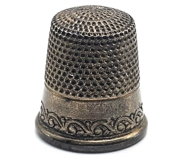 ANTIQUE STERLING SILVER Thimble Ornate Design Sewing Notions 925 #8 ...