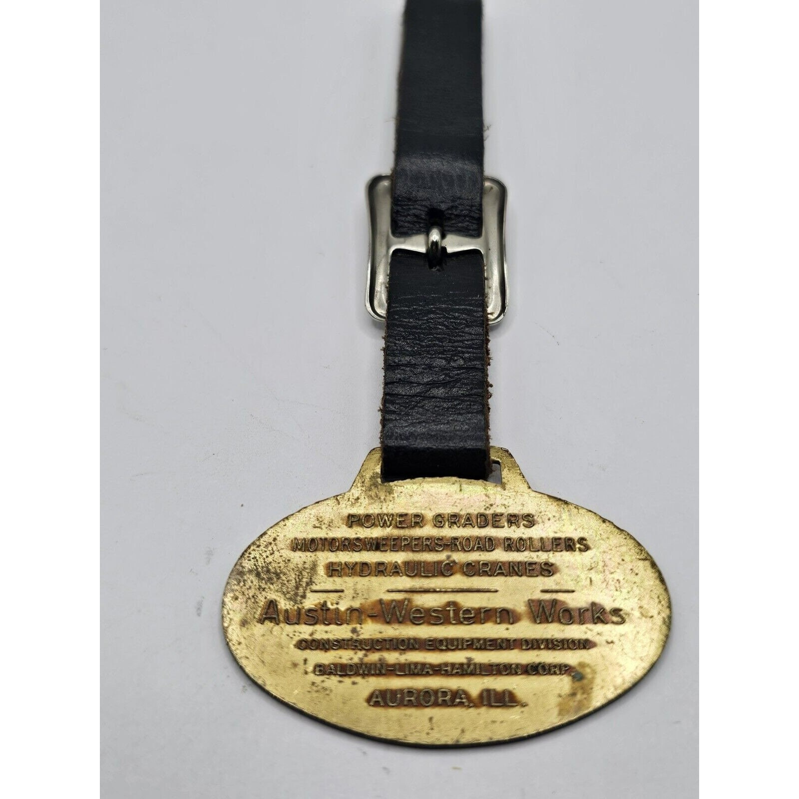 ANTIQUE AUSTIN WESTERN Pocket Watch Fob Construction Keychain Double ...