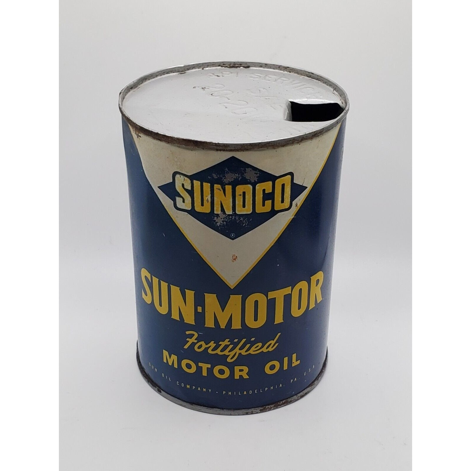 ANTIQUE SUNOCO MOTOR Oil Quart Can Sun Oil Co Gas & Oil Collectible ...