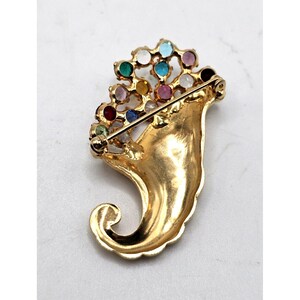 VINTAGE CORNUCOPIA HORN of Plenty Multi Colored Rhinestones Broochpin ...