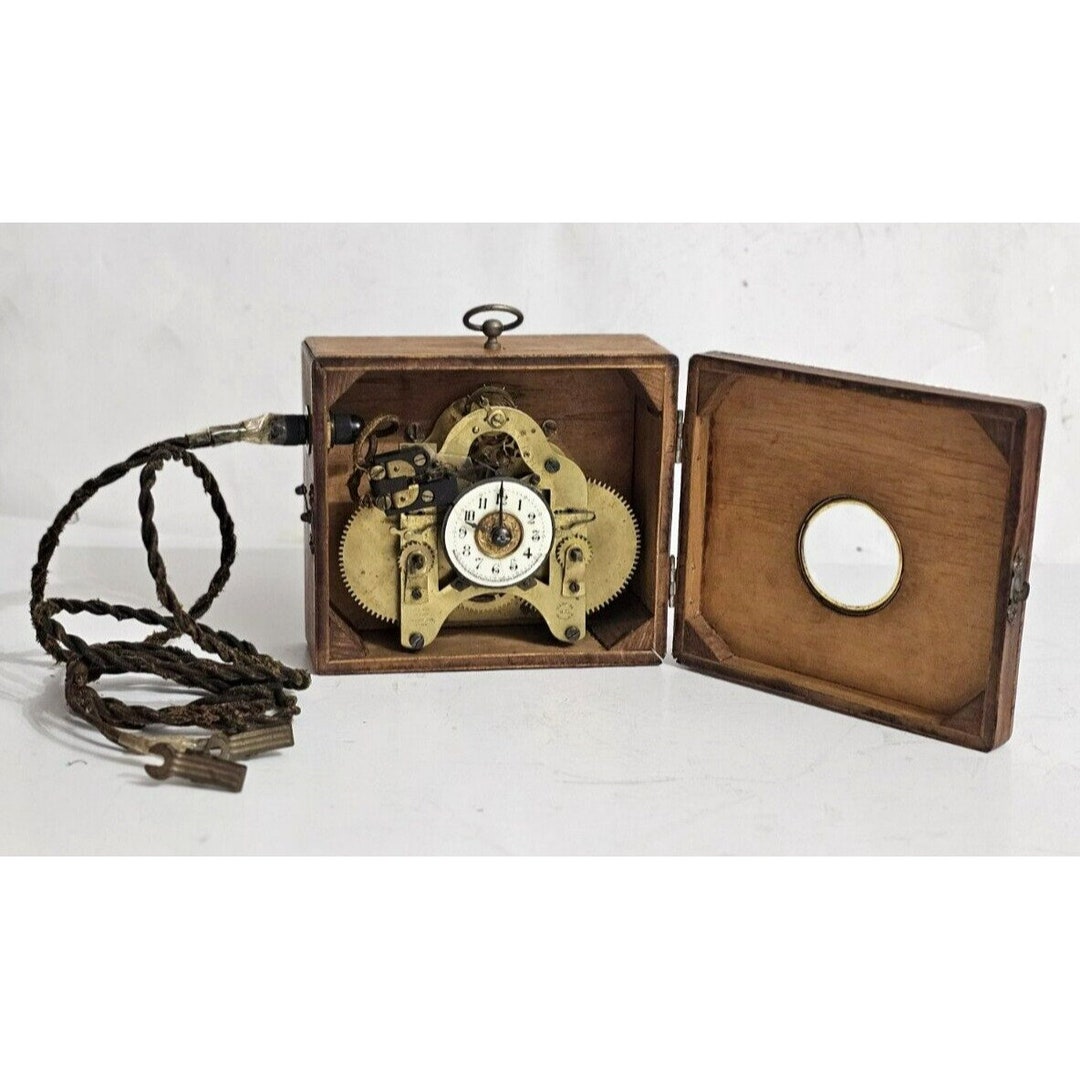 RARE ANTIQUE DYNAMITE Explosive Detonator Timer Clock Wooden Switch Box ...