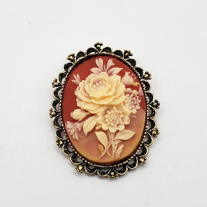 Flower Cameo Brooch - Etsy