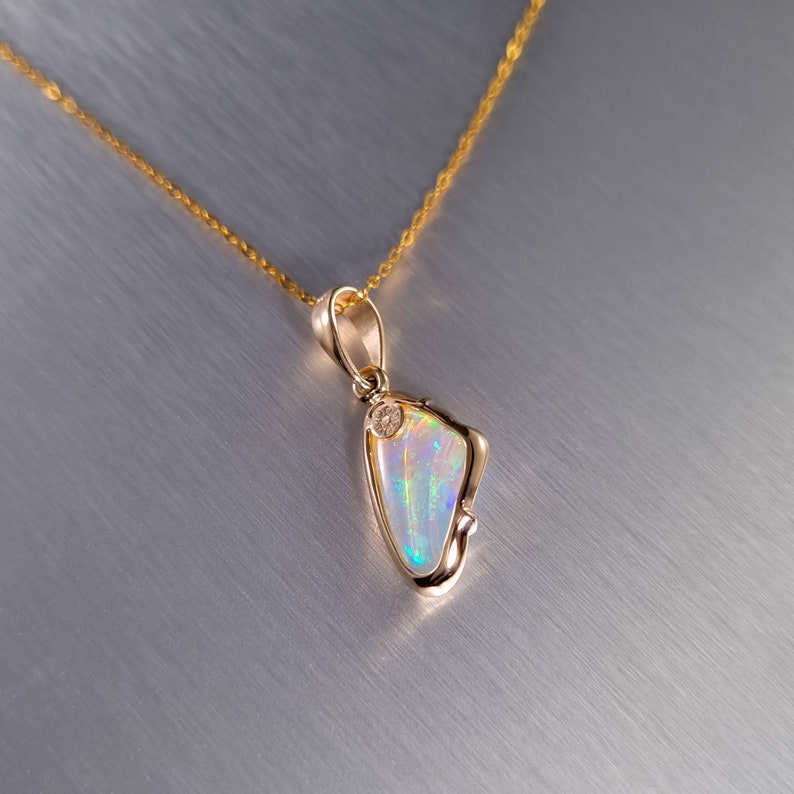 Solid Carved Opal Gold Pendant - Etsy
