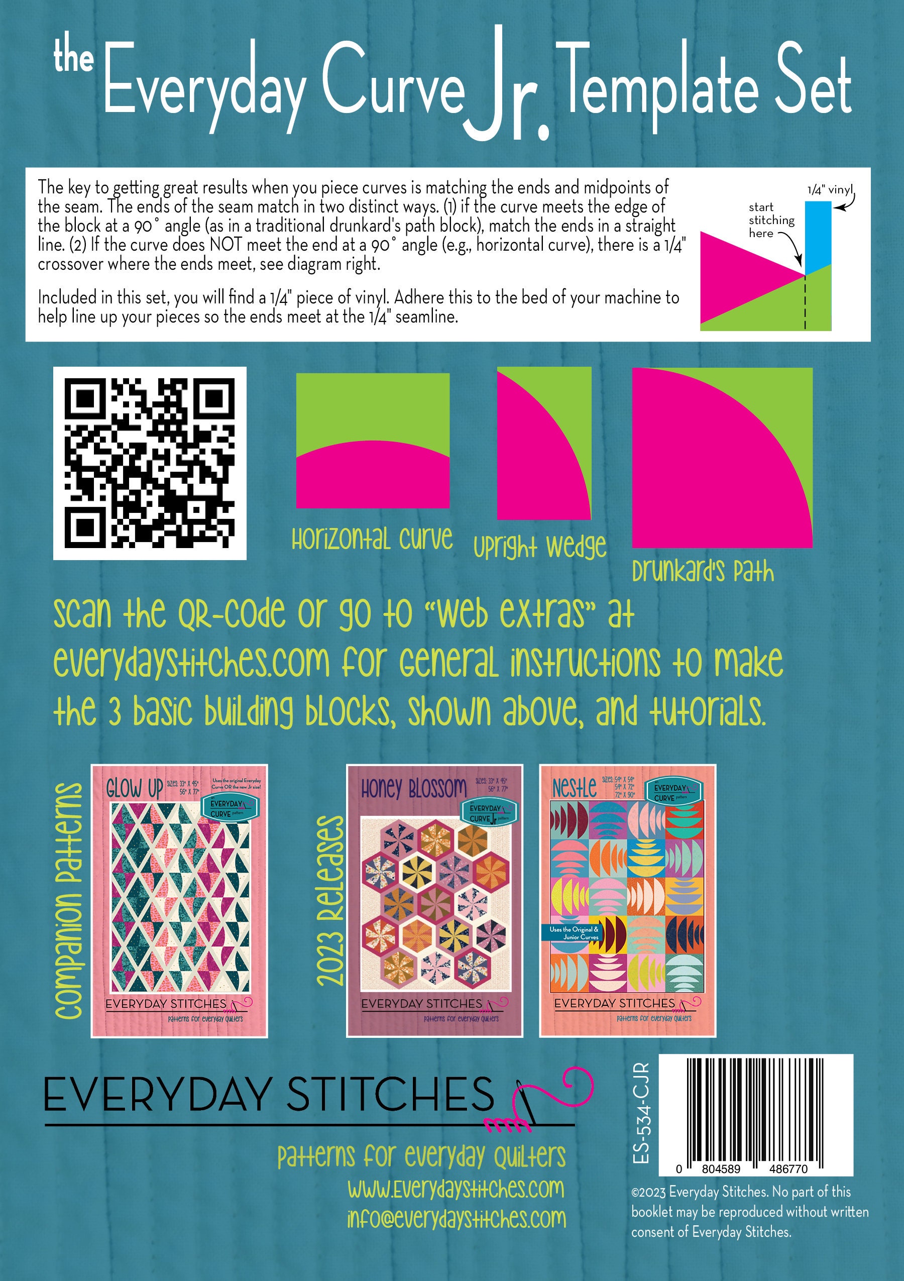 Everyday Curve Jr. Template Set for Use With Everyday Curve Jr. Quilt ...