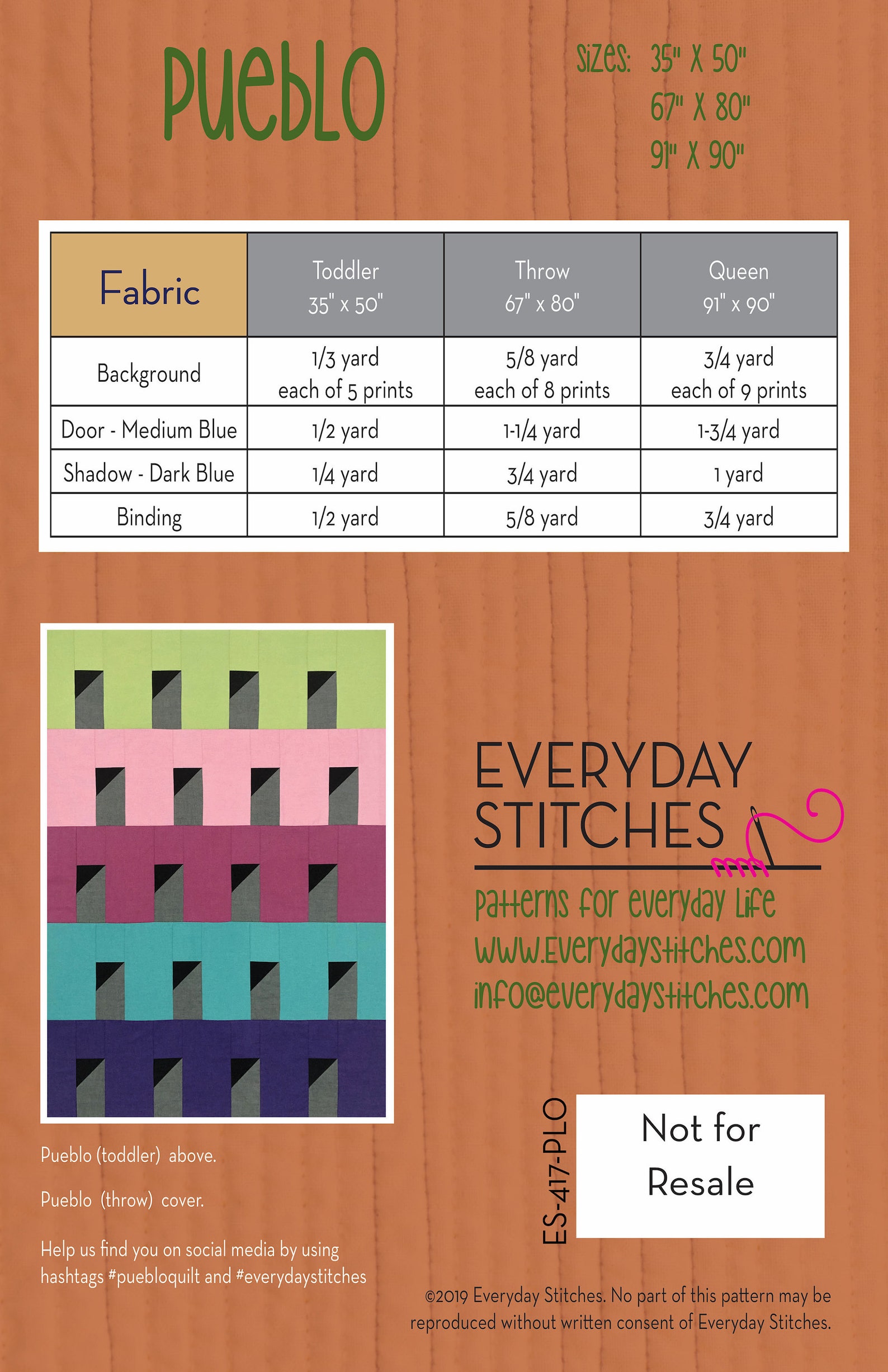 Pueblo Quilt PDF Pattern (baby, Throw, and Queen) by Everyday Stitches ...
