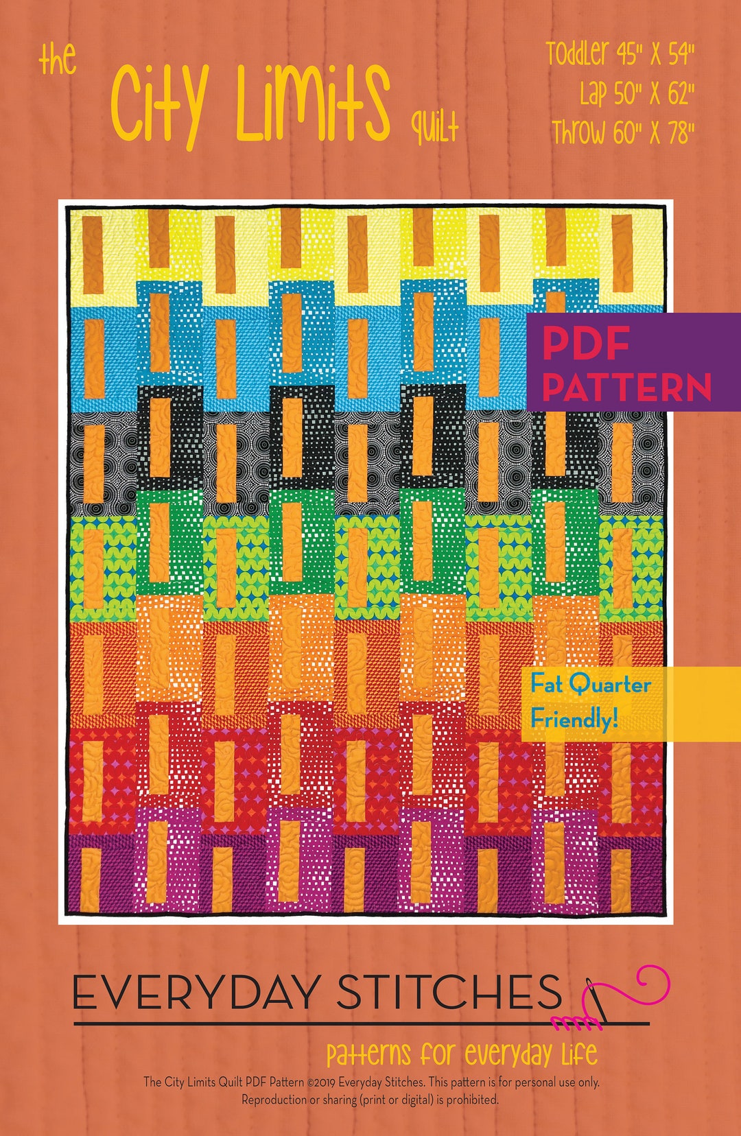 The City Limits Quilt Pattern by Everyday Stitches, Pieced Quilt, Easy ...