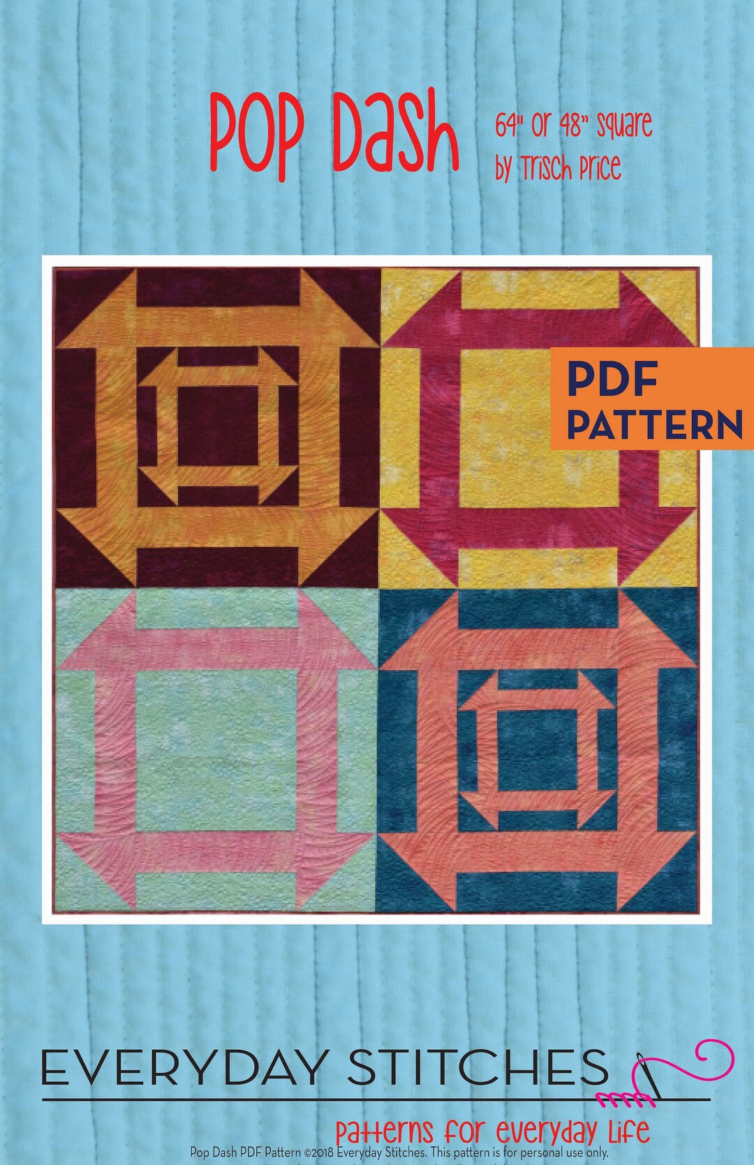 Pop Dash by Everyday Stitches, Throw Quilt, Modern Quilt, Churn Dash ...