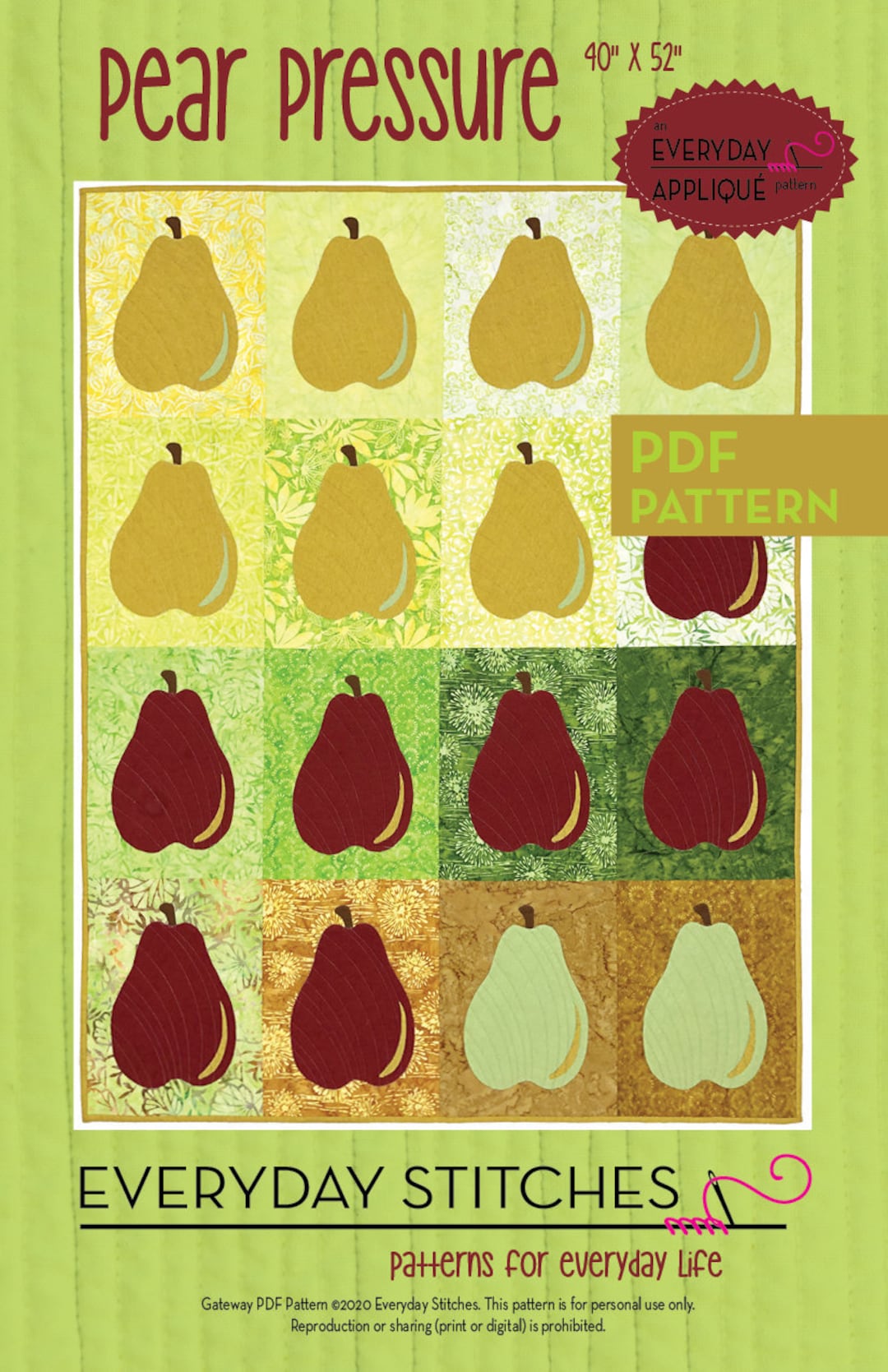 Pear Pressure PDF Download by Everyday Stitches - Etsy