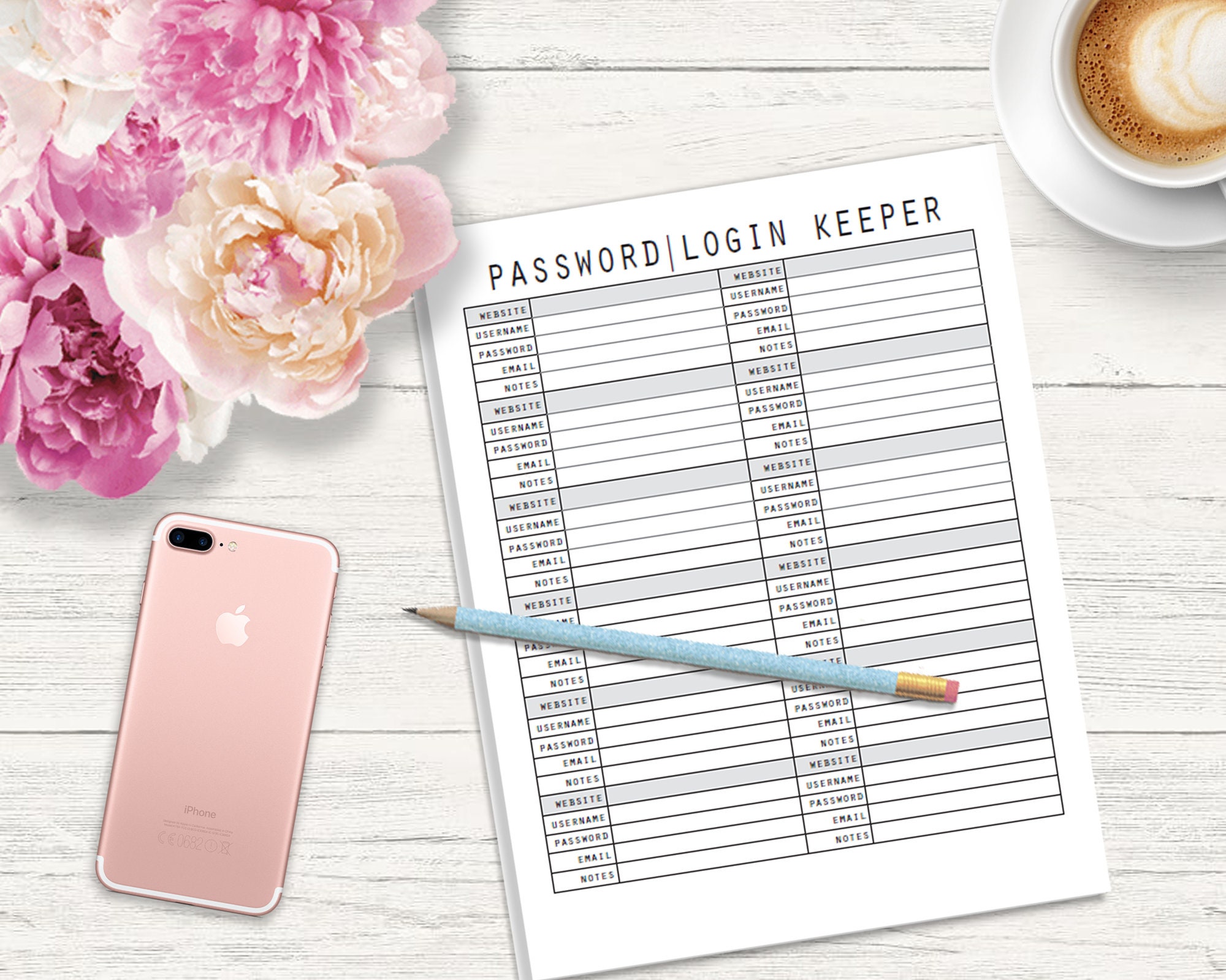PRINTABLE Password Keeper Passwords Tracker Password Organizer Planner ...