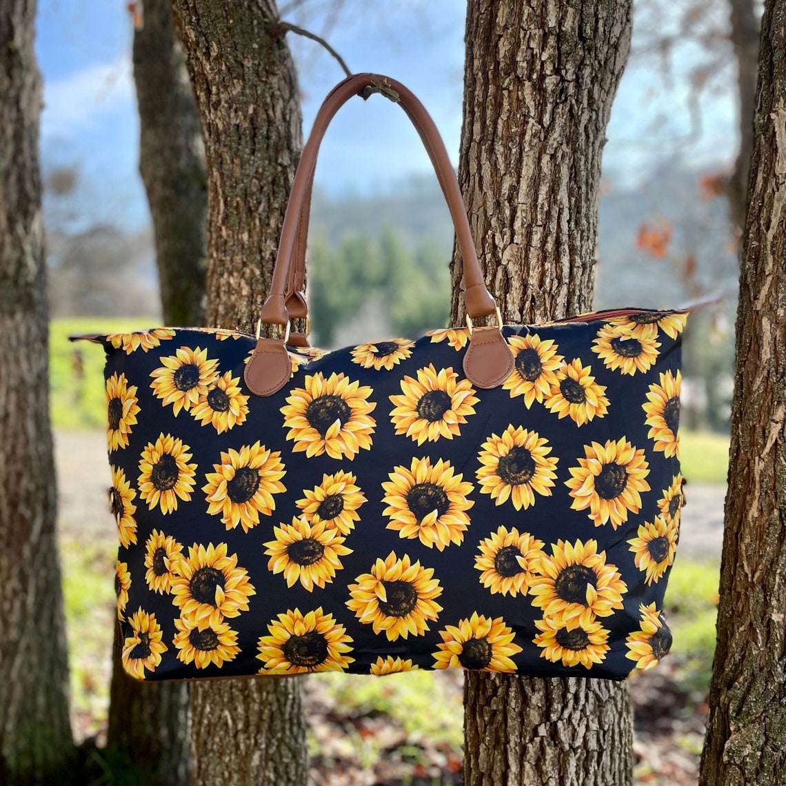 Yellow Sunflower Weekender Bag - Etsy