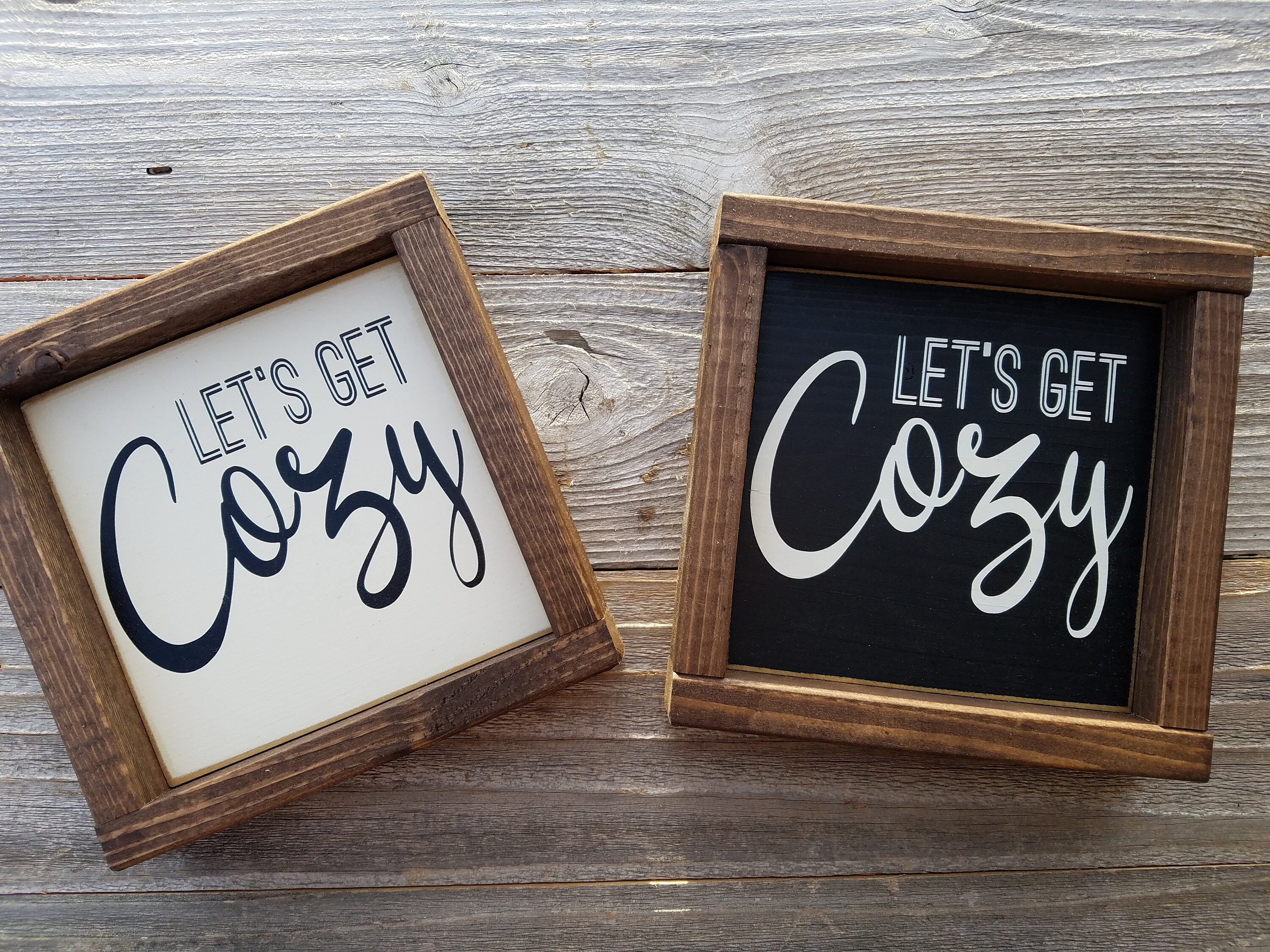 Let's Get Cozy - Rustic Wood Framed Mini Sign - Bedroom Decor - Etsy