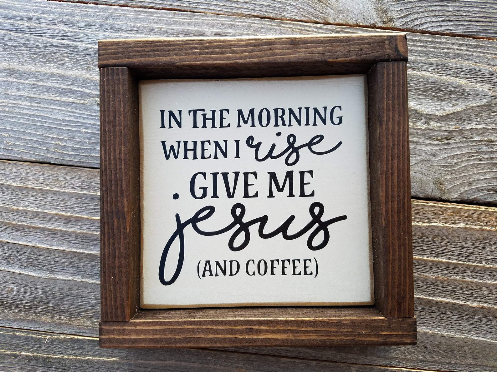 In the Morning Jesus and Coffee Rustic Wood Framed Mini - Etsy
