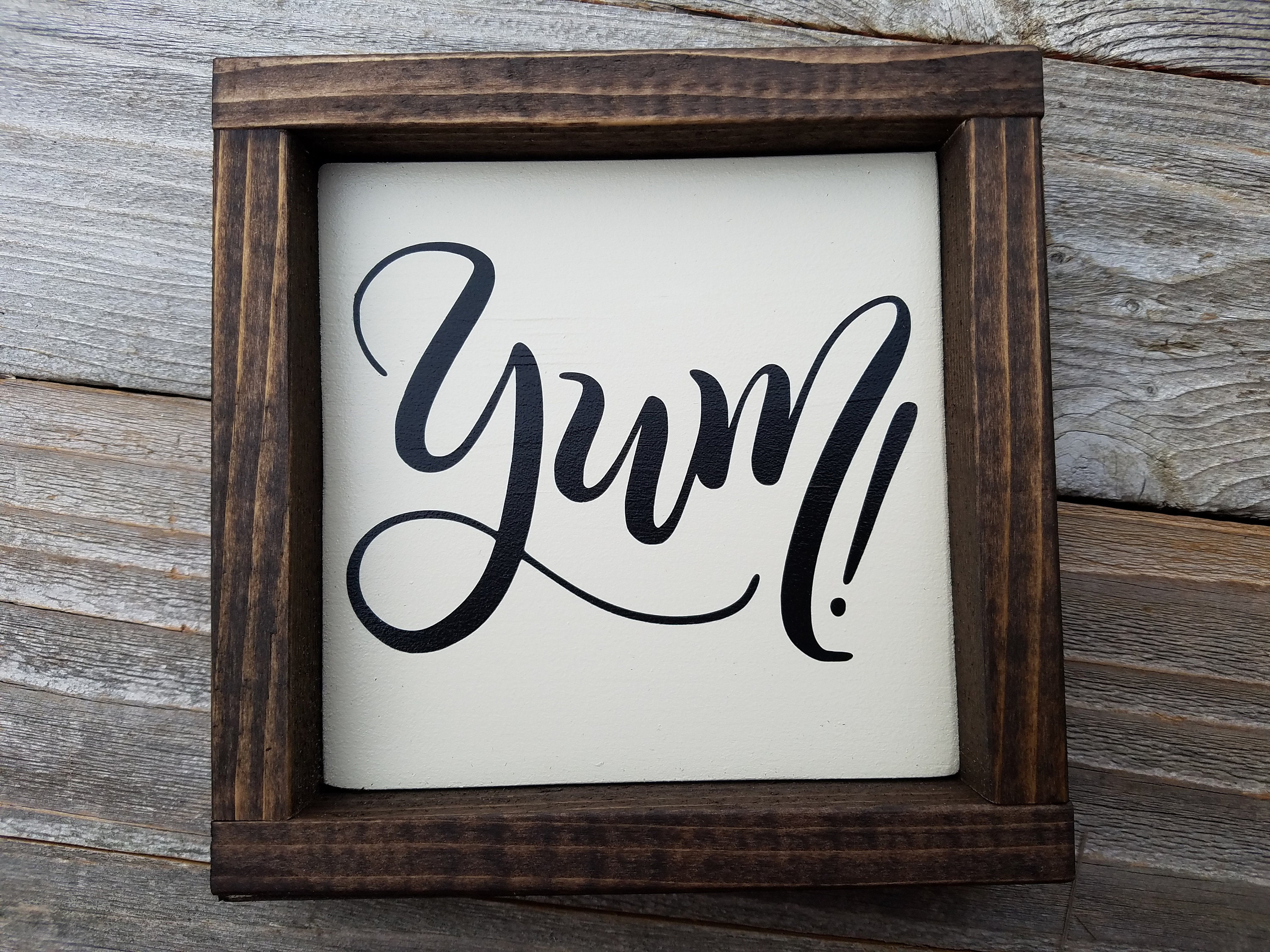 YUM Kitchen Sign Rustic Framed Wood Sign Humorous Kitchen - Etsy