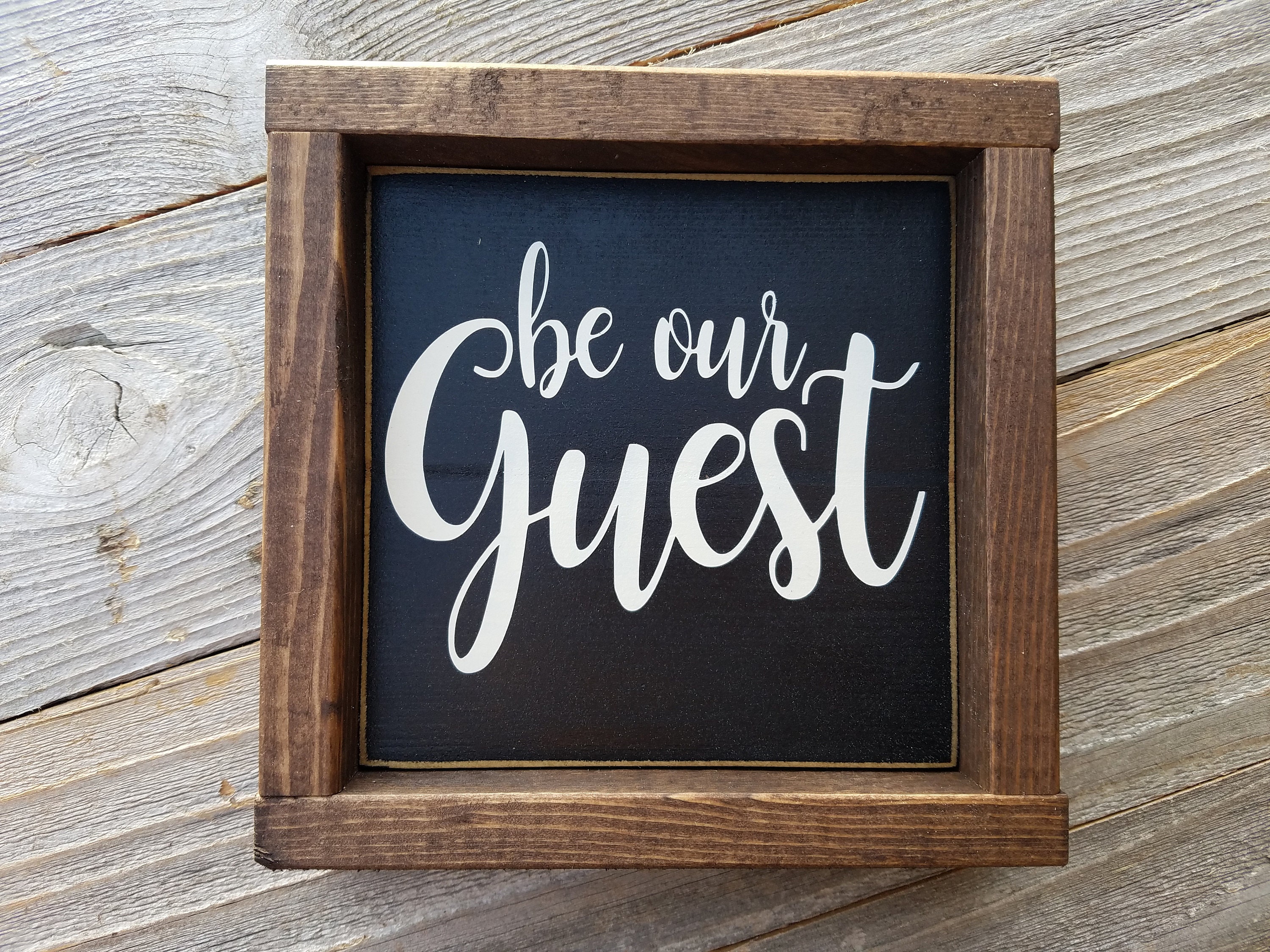 Be Our Guest Rustic Wood Framed Mini Sign Guest Spare | Etsy