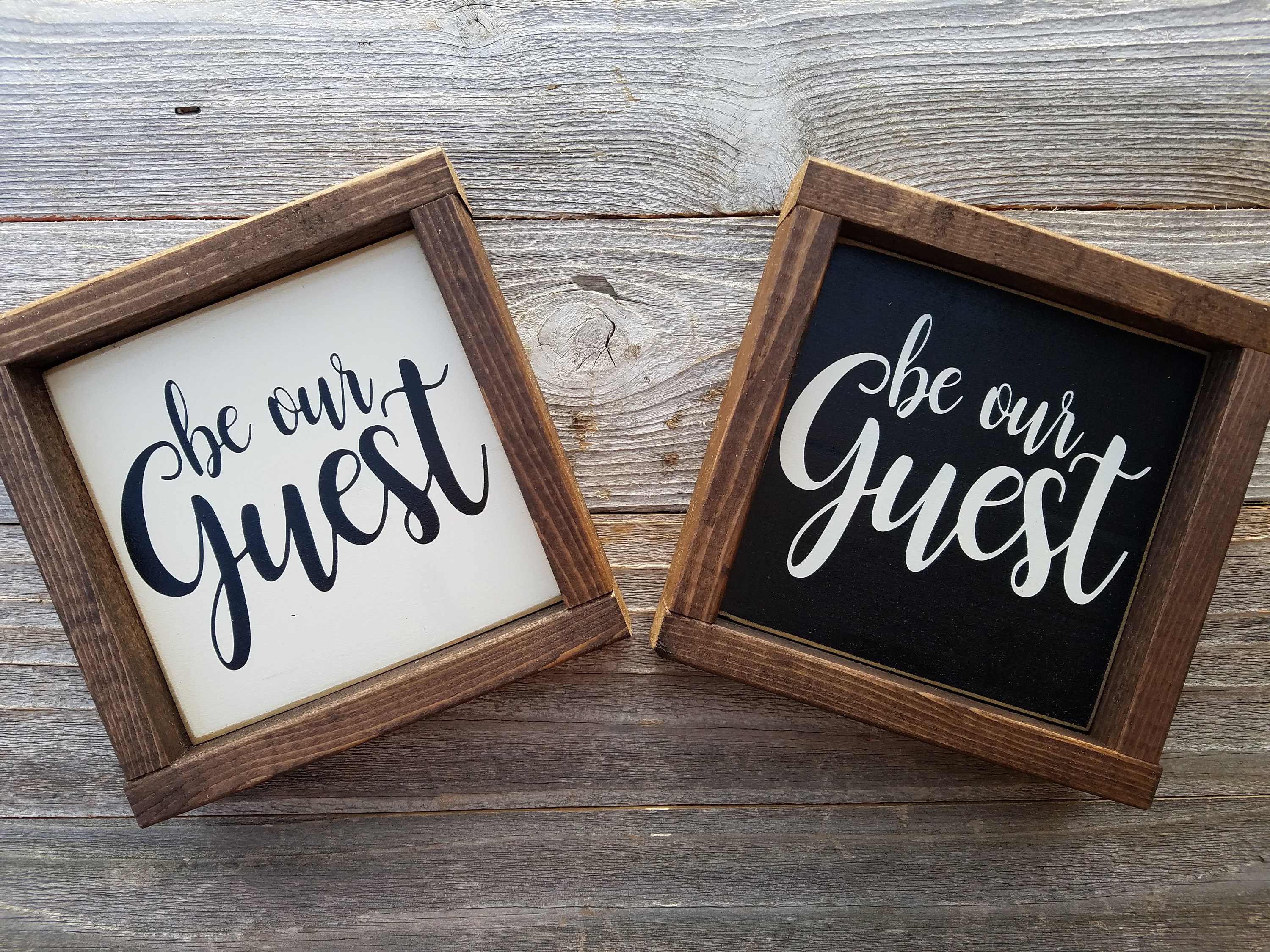 Be Our Guest Rustic Wood Framed Mini Sign Guest Spare | Etsy