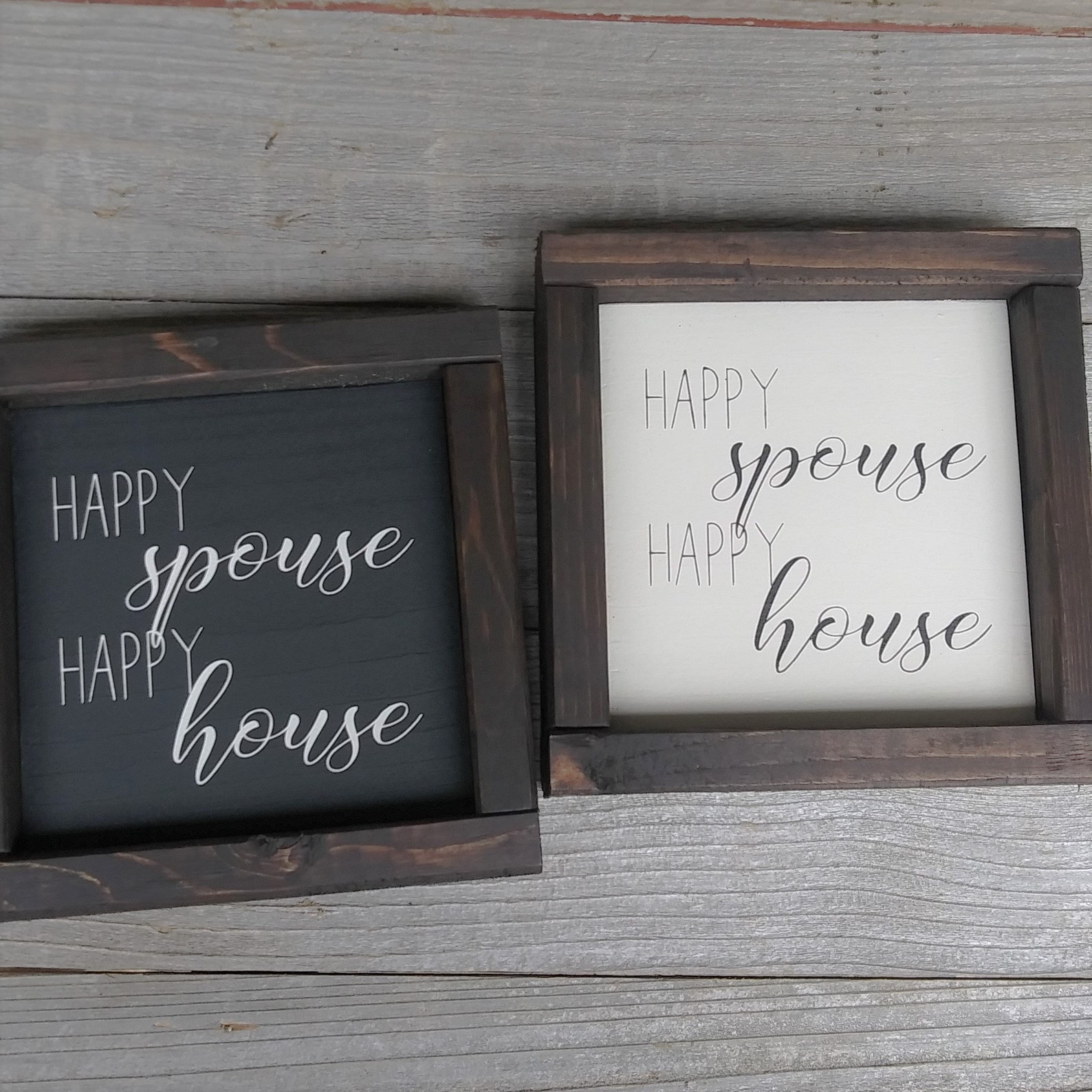Happy Spouse Happy House Wood Framed Mini Sign - Etsy