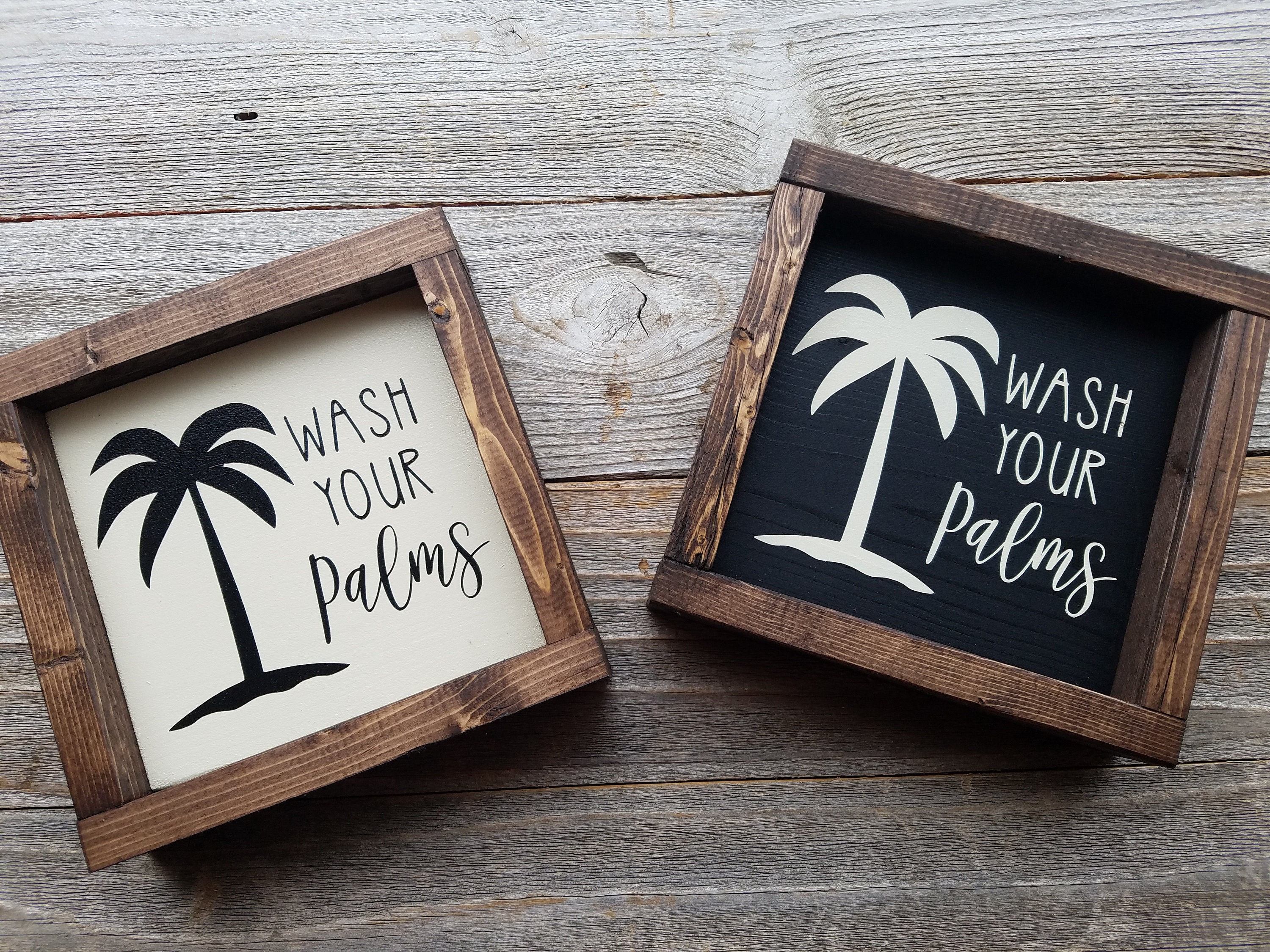 Wash Your Palms Tropical Wood Framed Sign - Etsy