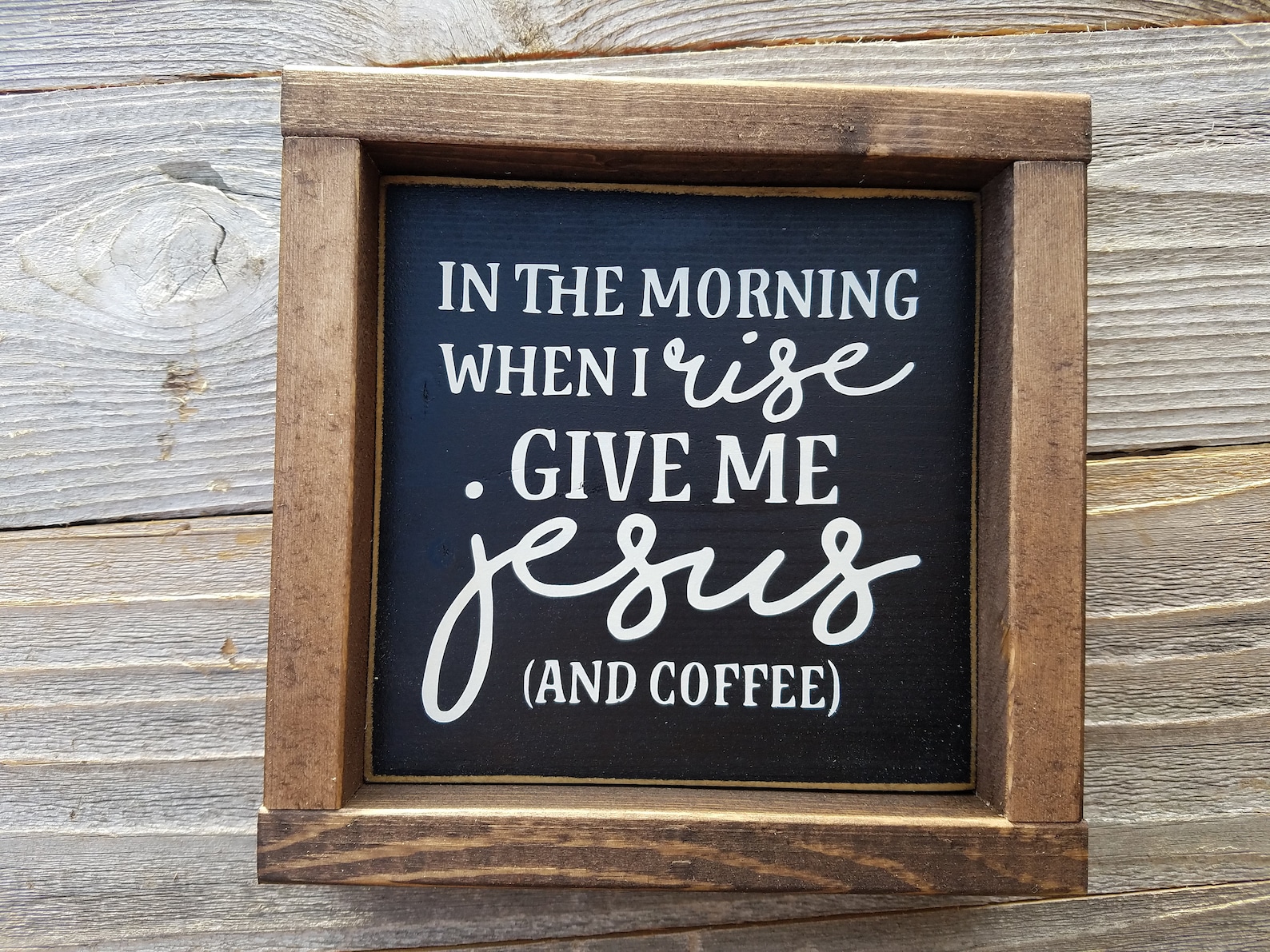 In the Morning Jesus and Coffee Rustic Wood Framed Mini - Etsy