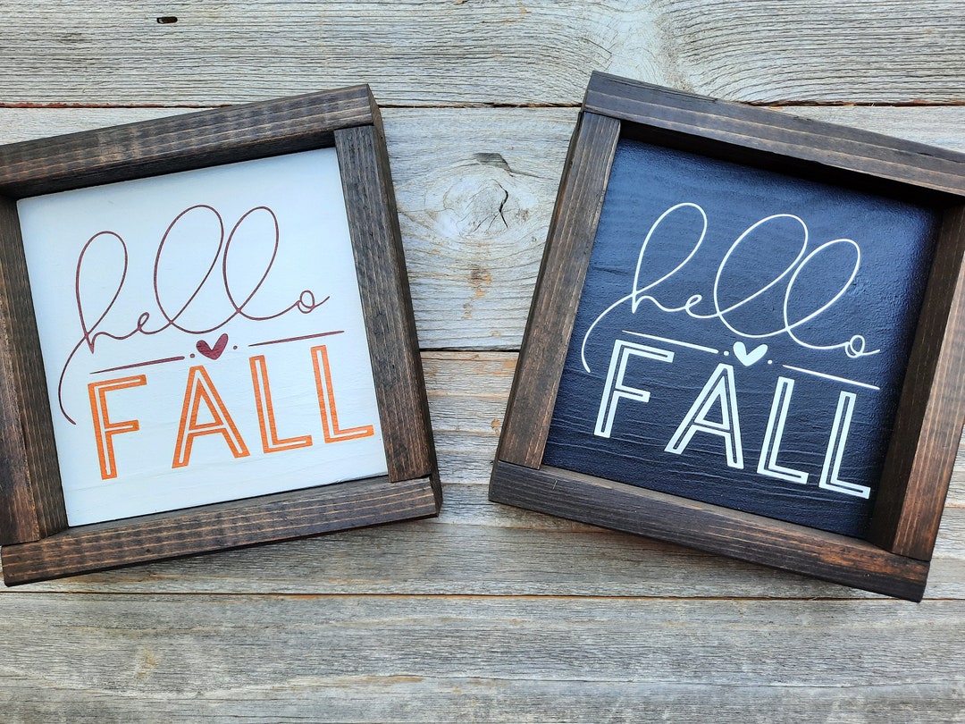 Hello Fall Framed Mini Wood Sign - Etsy