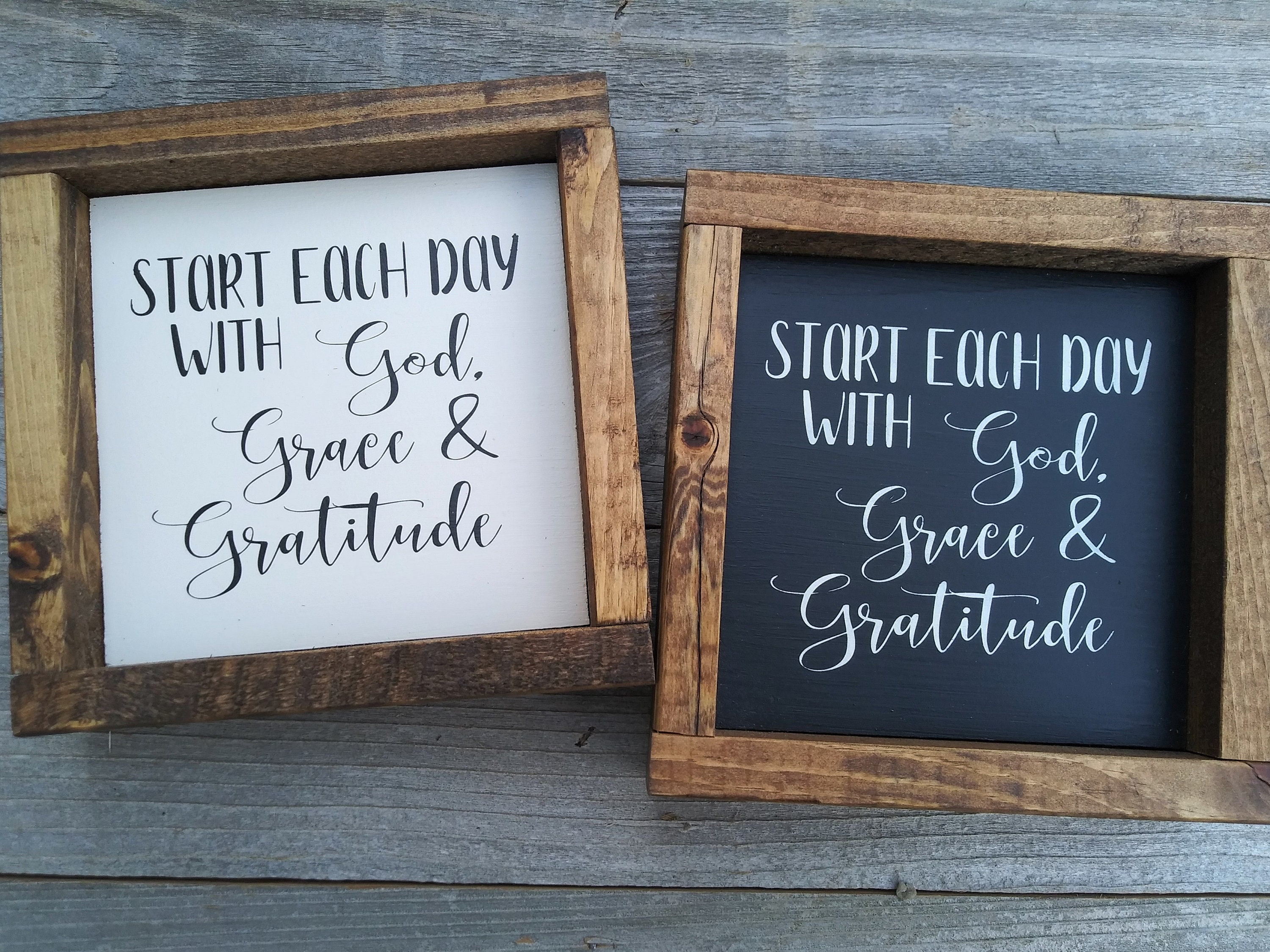 Start Each Day With God, Grace and Gratitude Mini Wood Framed Sign - Etsy