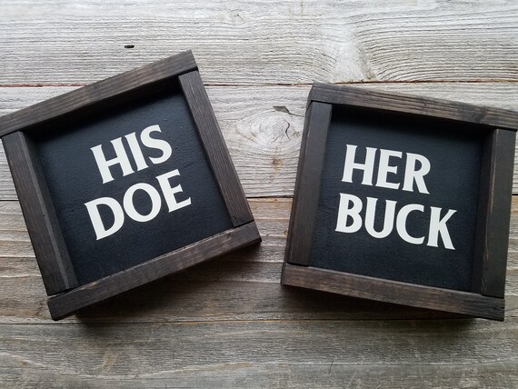 His Doe Her Buck Wood Framed Sign SET 2 Signs - Etsy