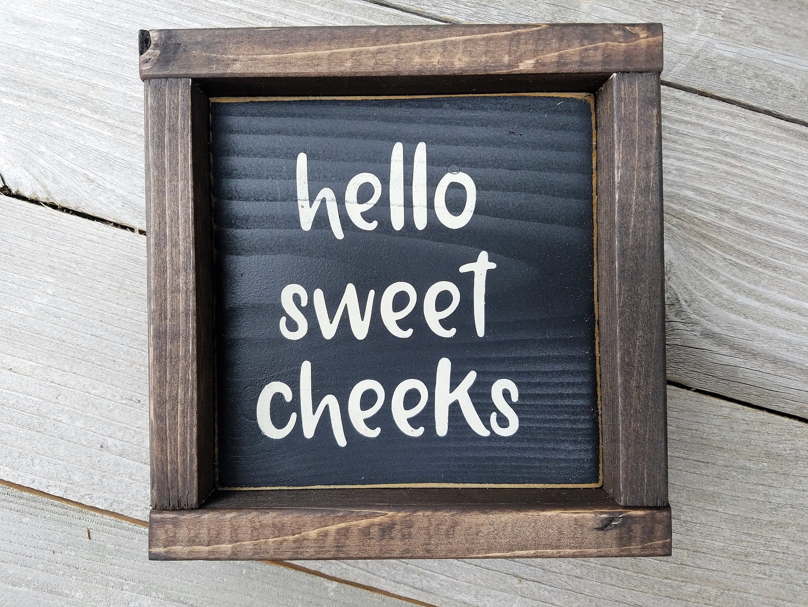 Hello Sweet Cheeks Wood Framed Mini Sign - Funny Bathroom Sign - Etsy